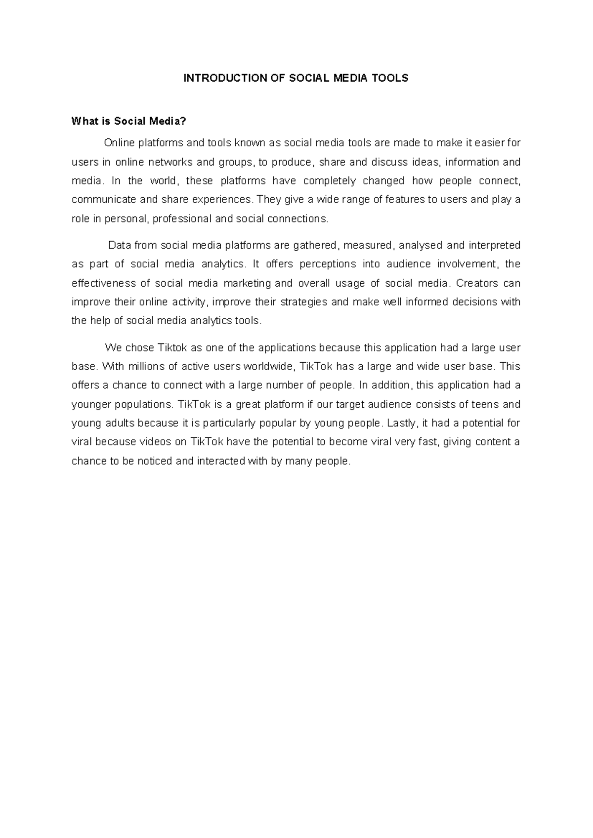 Introduction OF Social Media Tools - INTRODUCTION OF SOCIAL MEDIA TOOLS ...