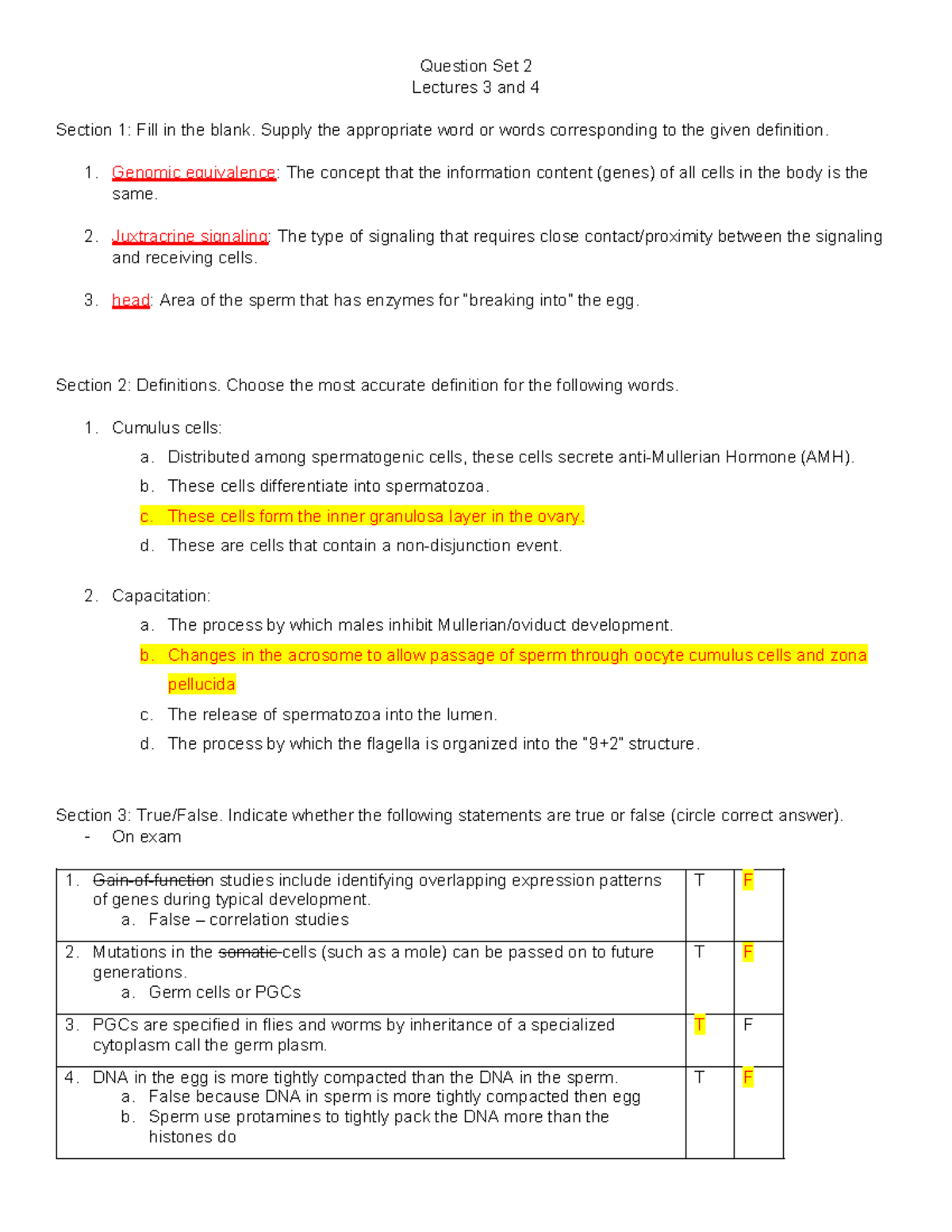 Question Set 2 2024 - Question Set 2 Lectures 3 and 4 Section 1: Fill ...