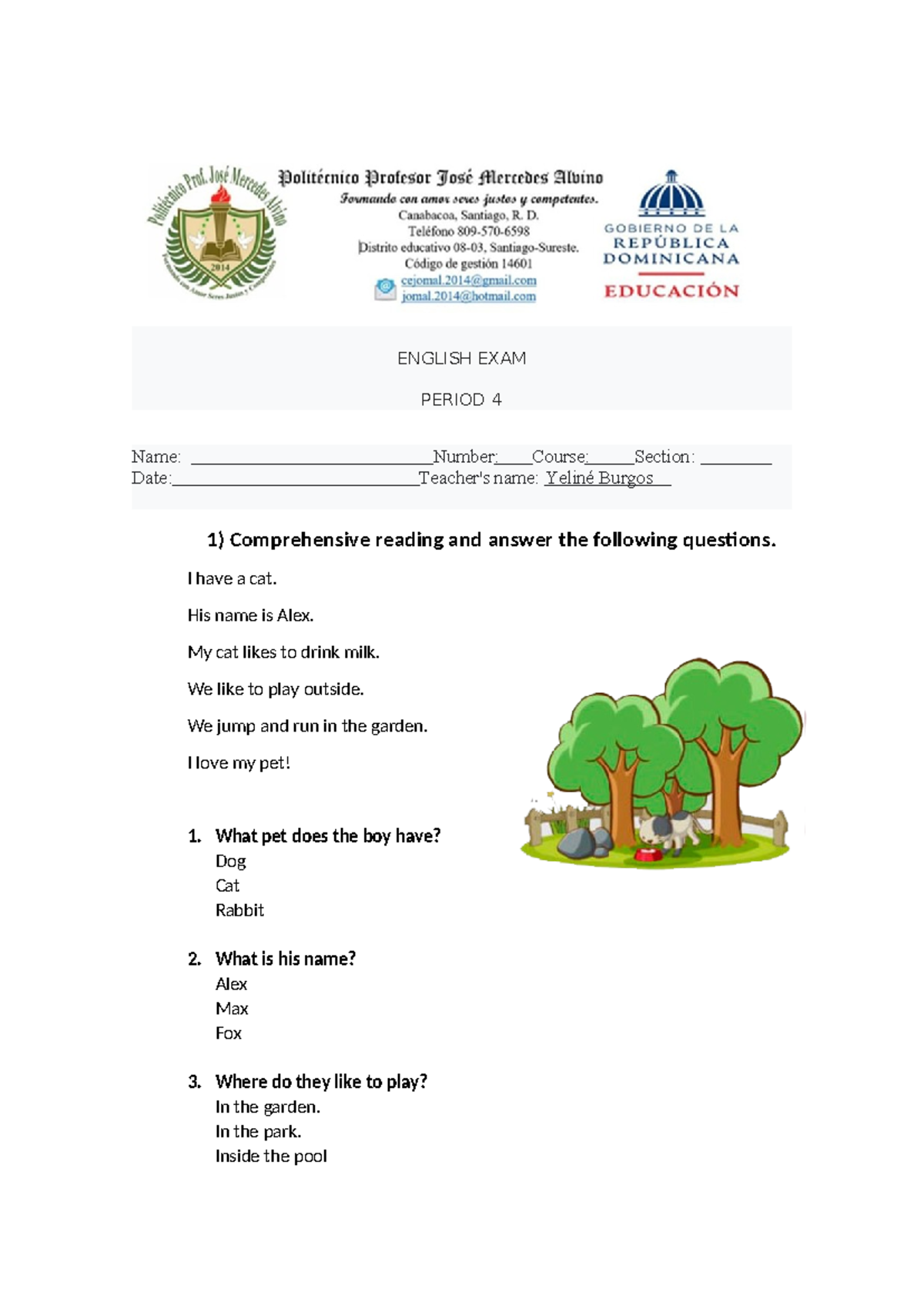 English EXAM P4 - Resumen. - ENGLISH EXAM PERIOD 4 Name: Number: Course ...