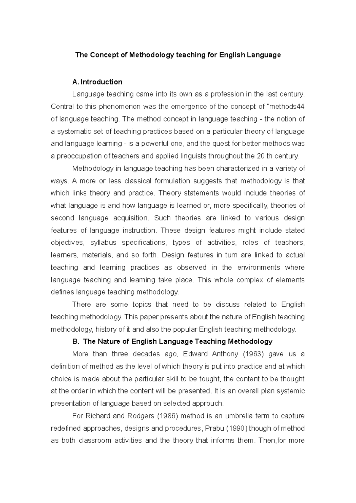The Concept of Methodology teaching for English Language - Introduction ...