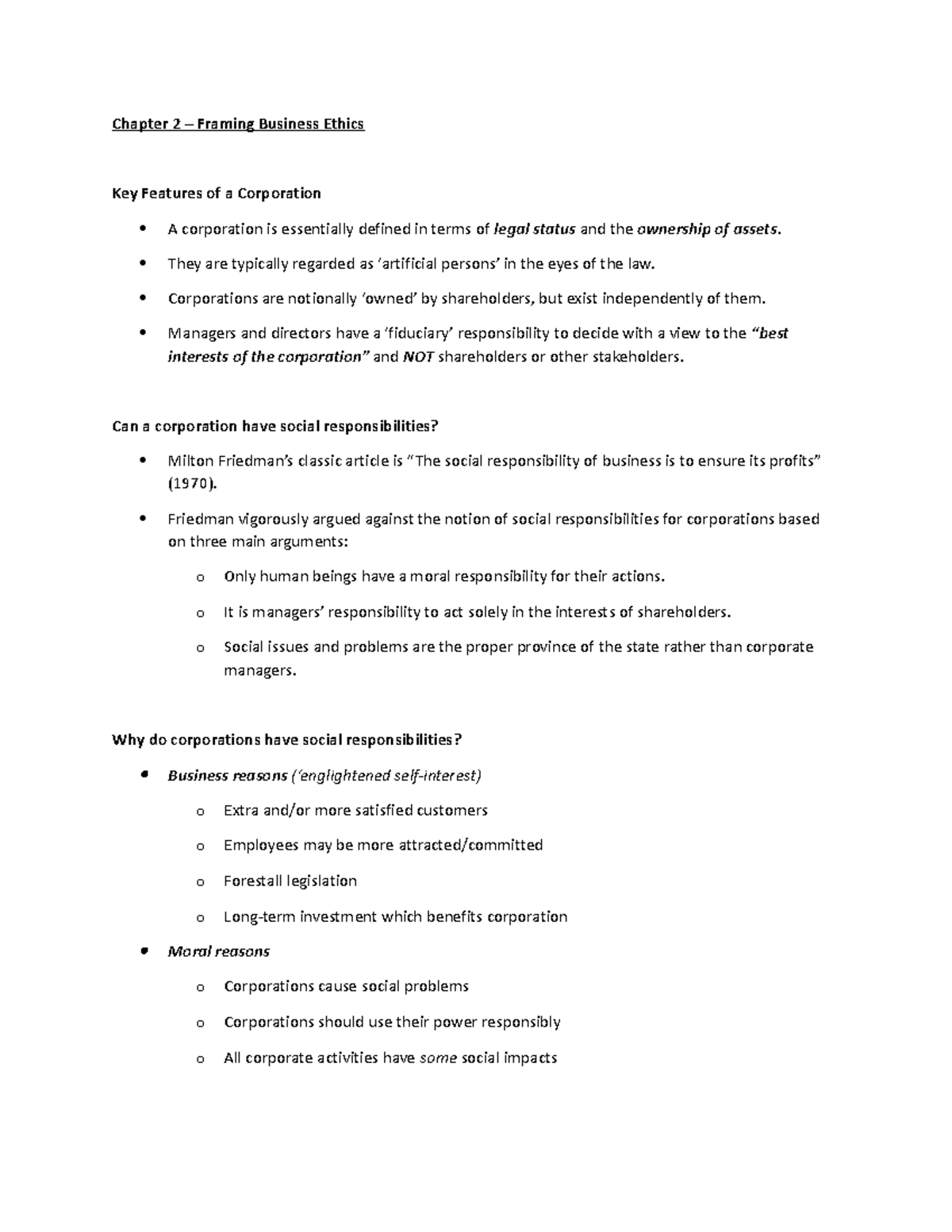 Chapter 2 business ethics - Chapter 2 – Framing Business Ethics Key ...