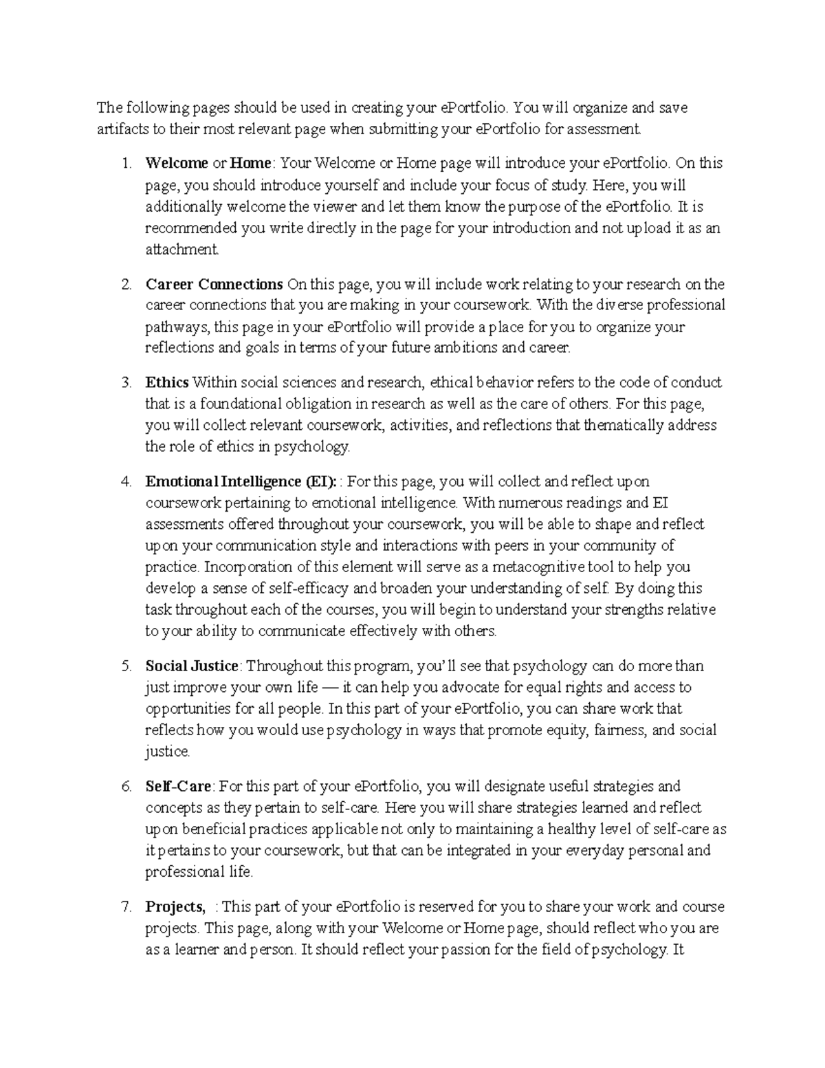 E Portfolia Guide - Help you set up your eportfolio... Was a hand out. - The following pages ...