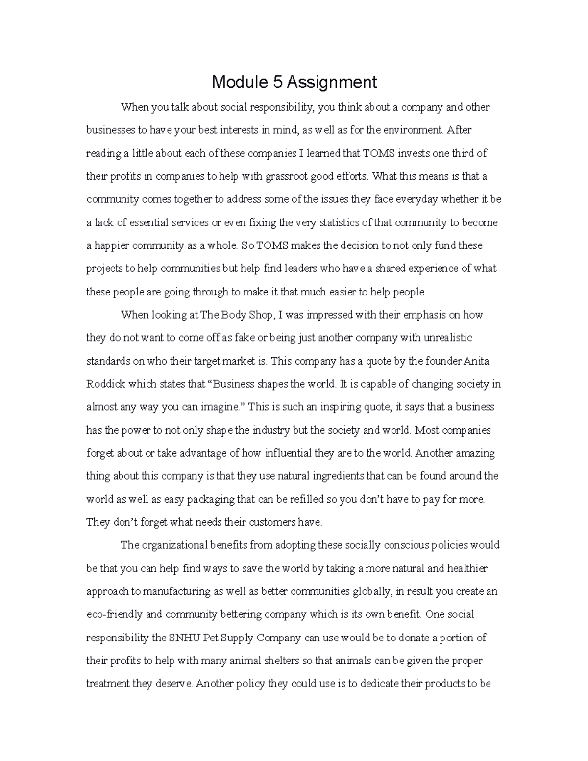 Business Leadership and management Module 5 journal - Module 5 ...
