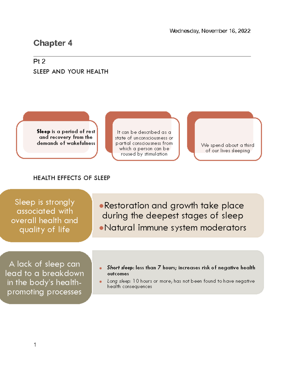 Soc-12 chapter 4 pt 2 - notes - Chapter 4 Pt 2 ####### SLEEP AND YOUR ...