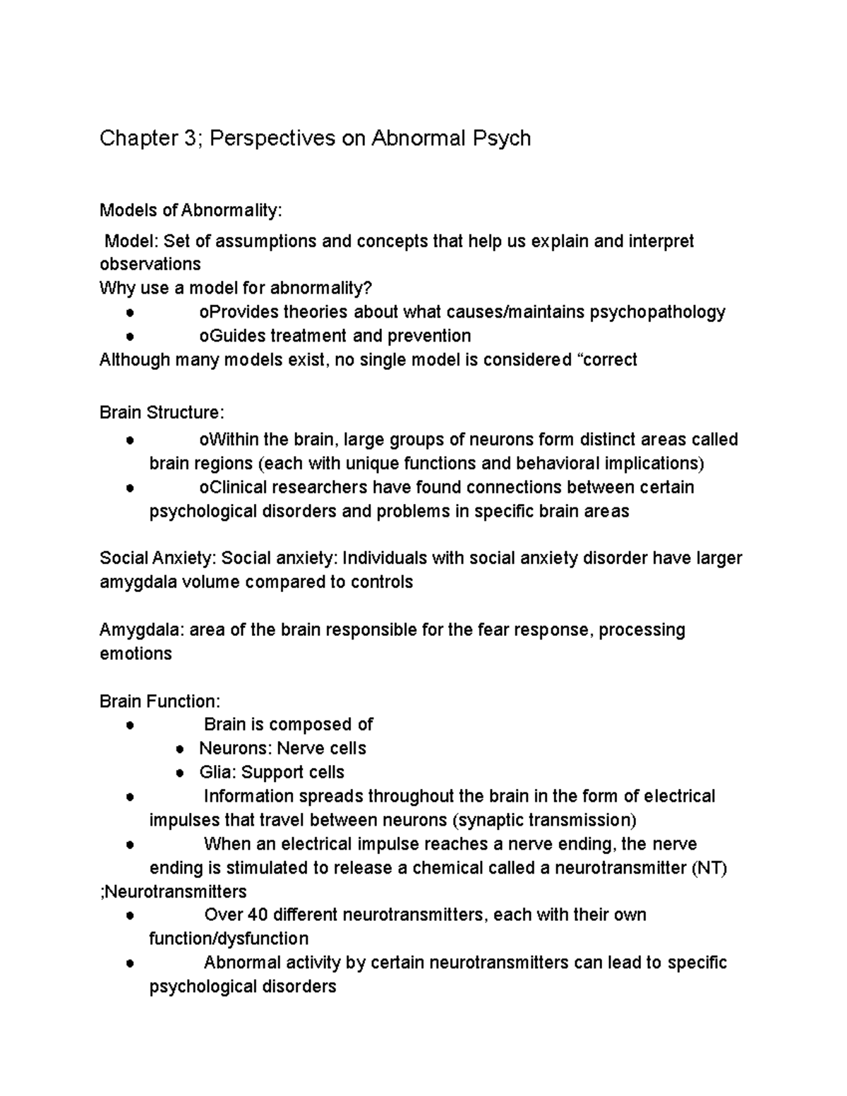 Chp.3 Perspectives on Abnormal Psych - Chapter 3; Perspectives on Abnormal Psych Models of - Studocu