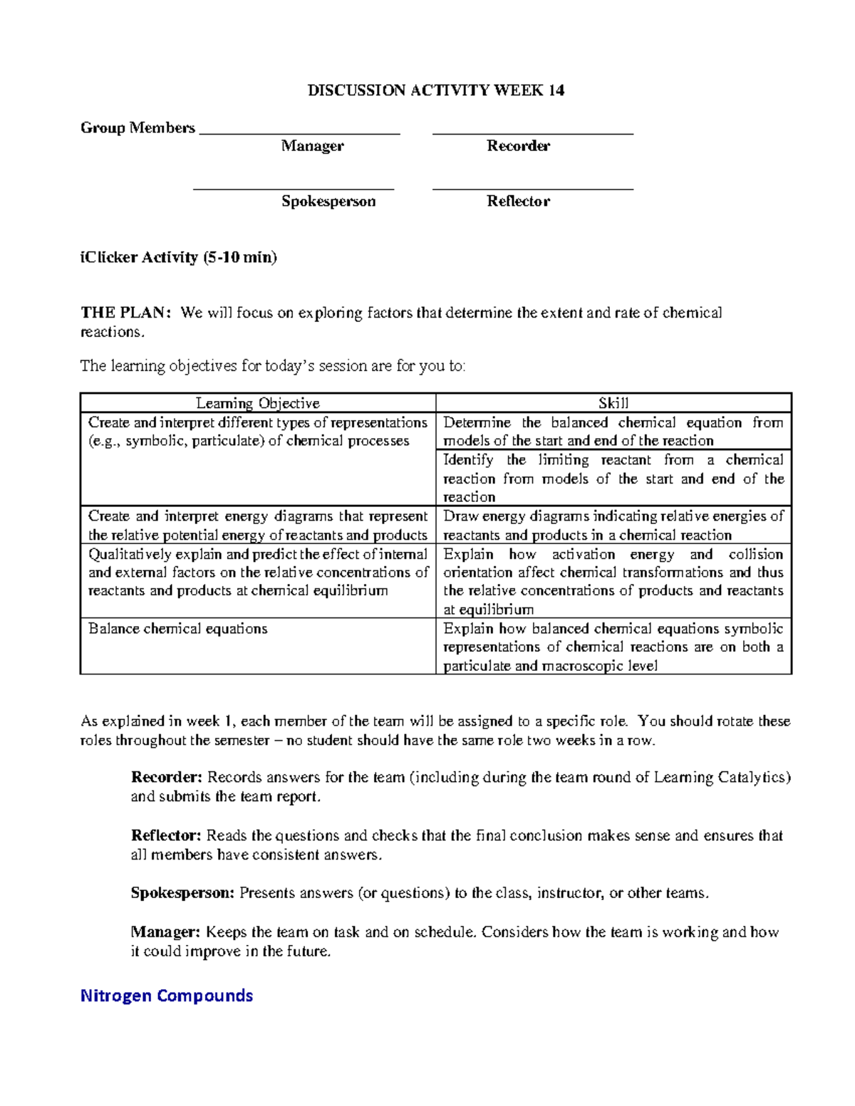 Discussion Worksheet Week 14 - DISCUSSION ACTIVITY WEEK 1 4 Group ...