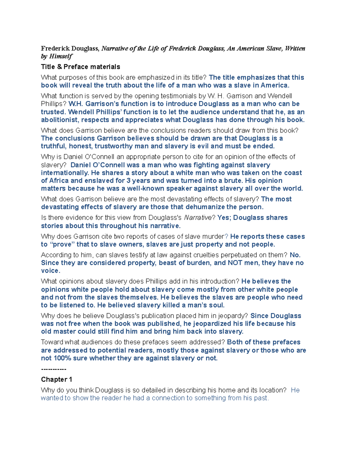 Frederick douglass study guide w answers 2 - Frederick Douglass ...