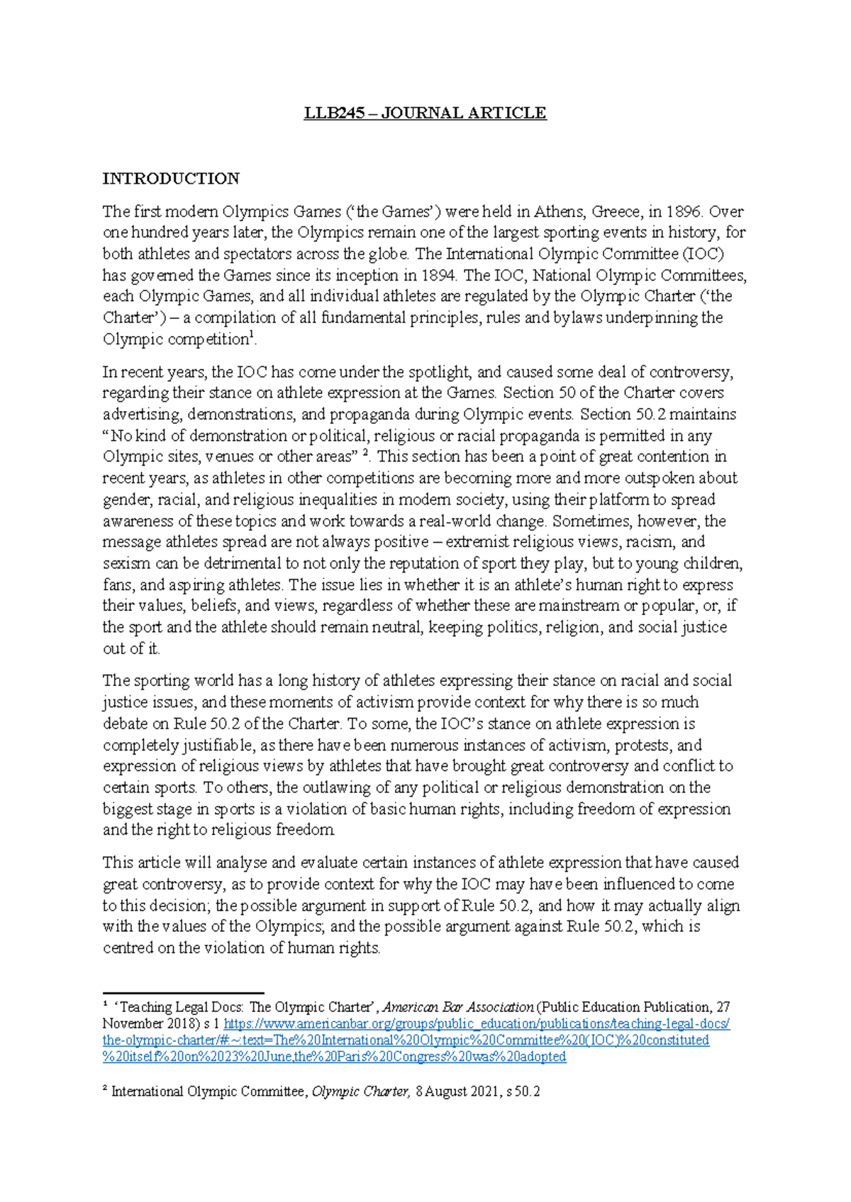 LLB245 - Assessment 1 - Journal Article - LLB245 – JOURNAL ARTICLE ...