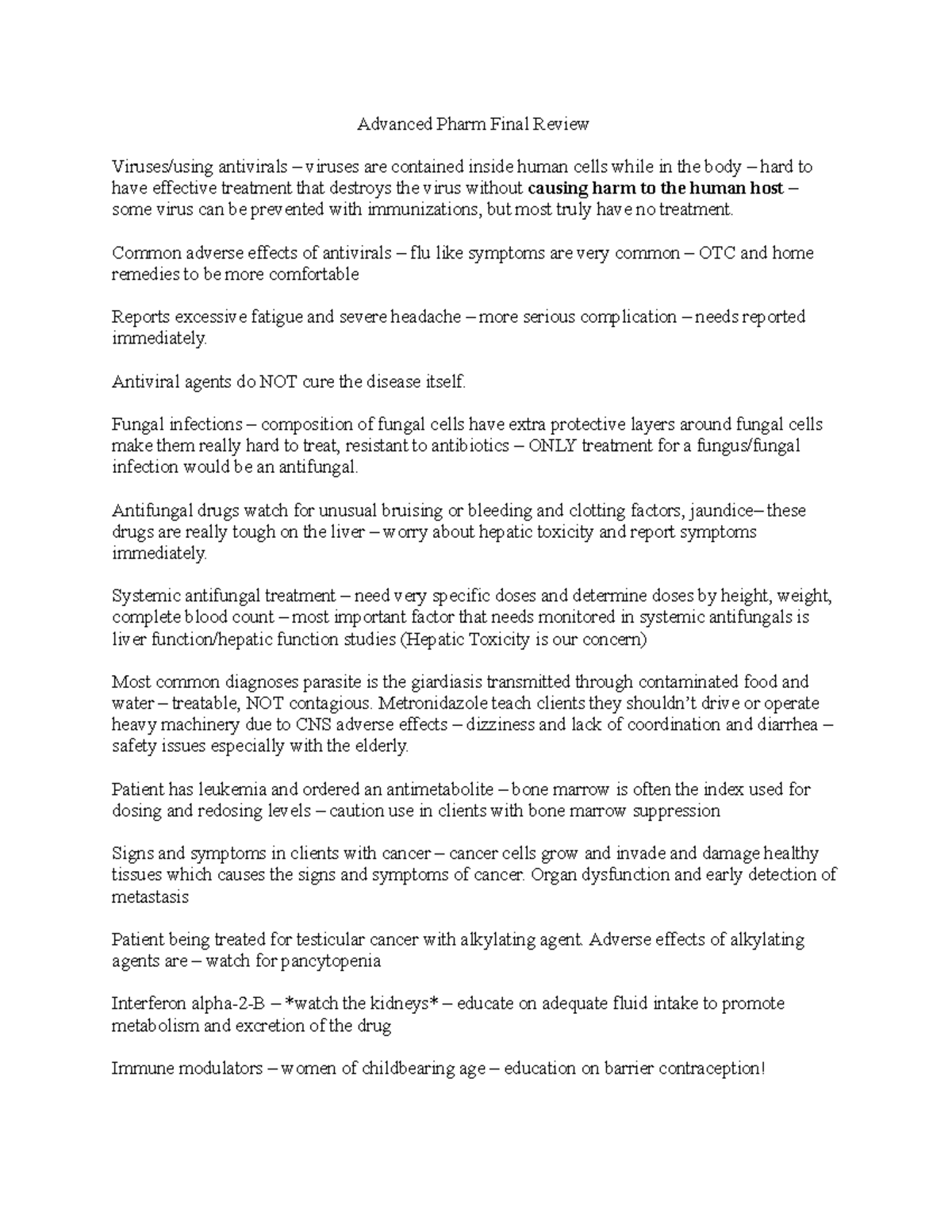 Advanced pharm Final Review - Advanced Pharm Final Review Viruses/using ...