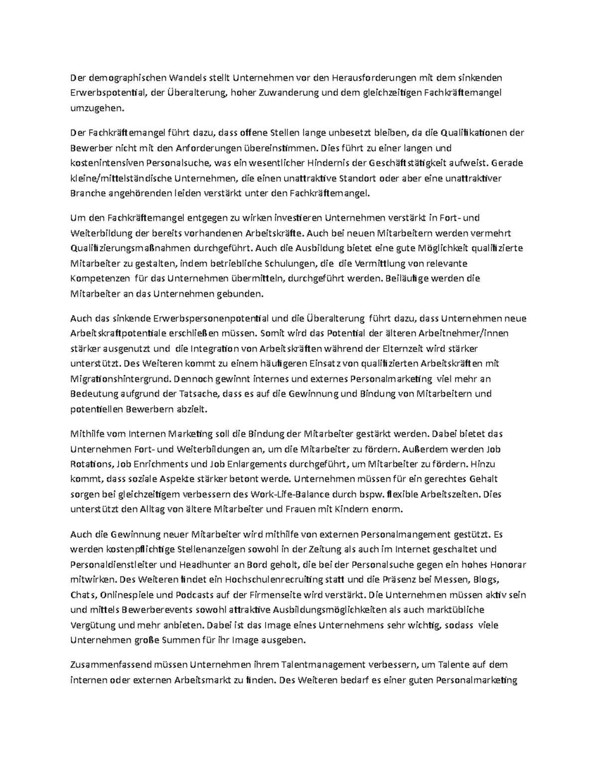 Klausur 20 Dezember Wintersemester 2016/2017, Fragen und Antworten - Der demographischen Wandels ...