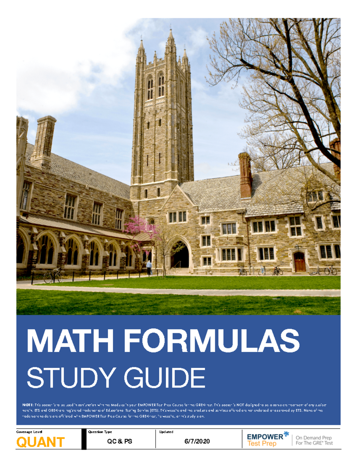 Empower Test Prep Math Formulas Guide For The GRE Test - QUANT QC & PS ...