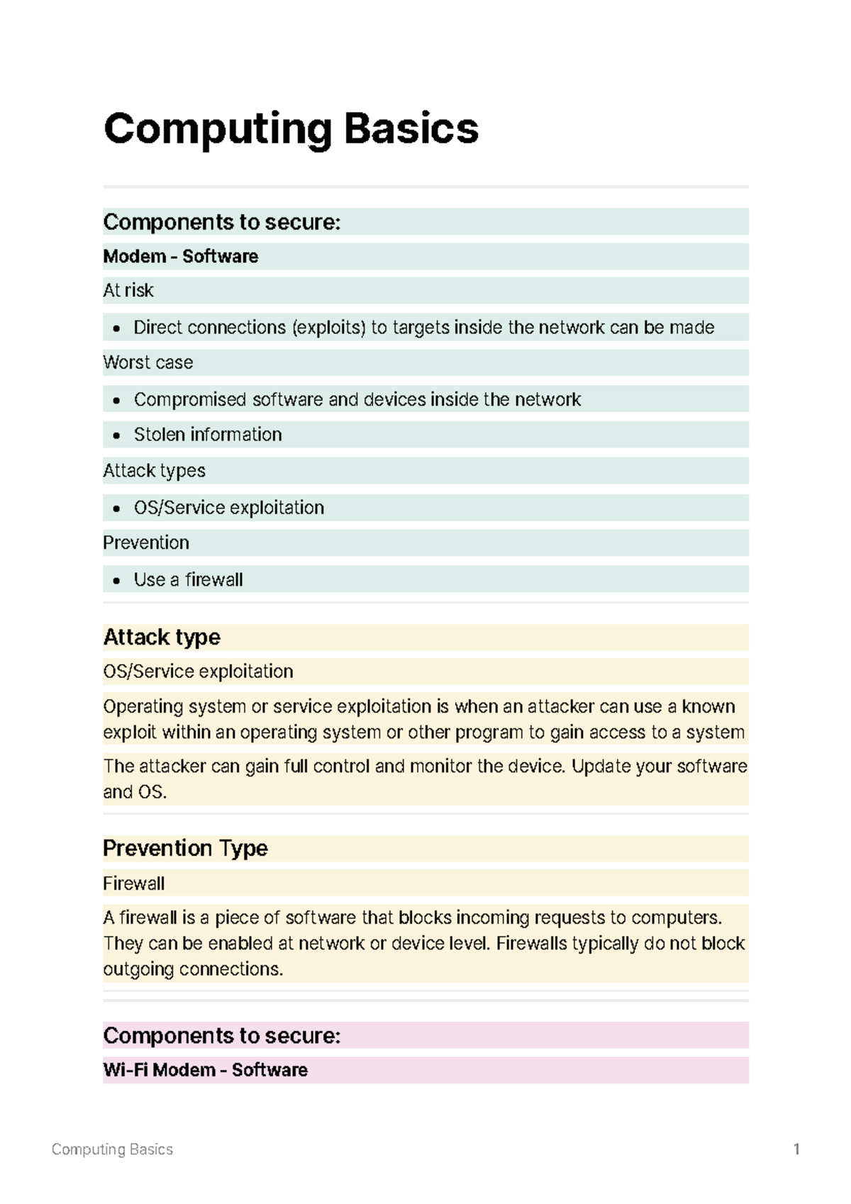 Computing Basics - Lecture Notes - Computing Basics Components to ...