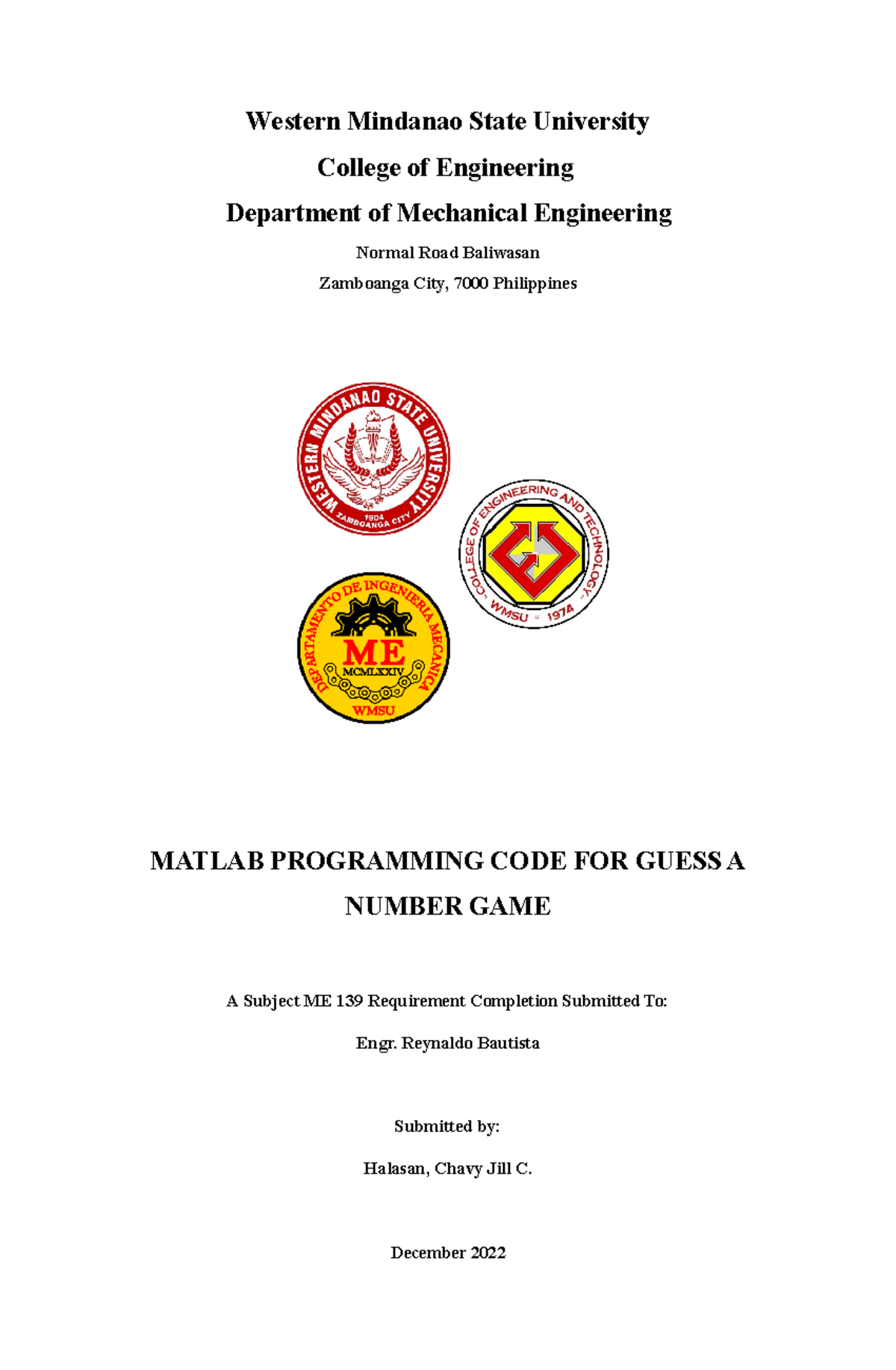 Matlabcodingconditional And Looping Western Mindanao State University College Of Engineering