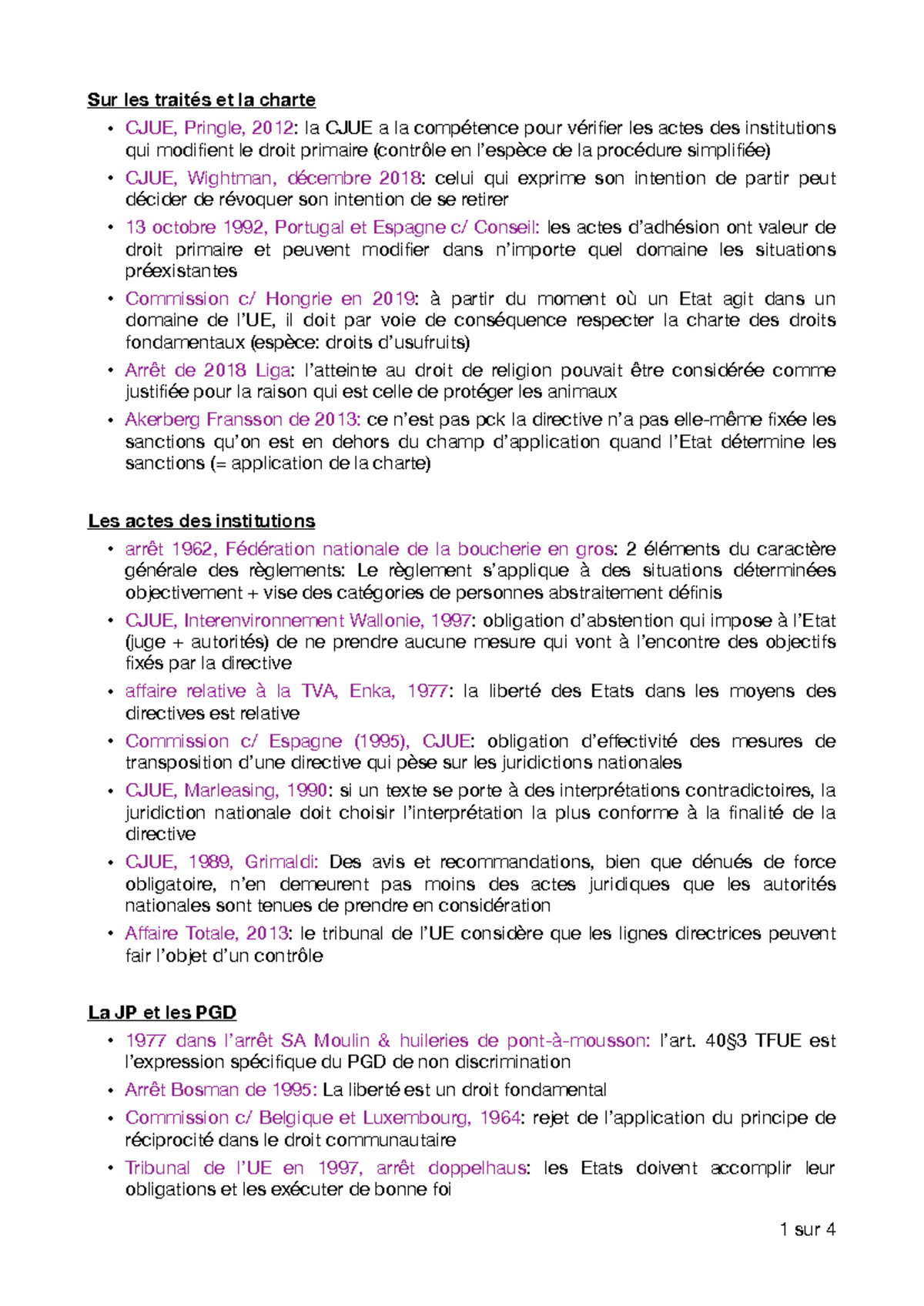 JP DUE - prof : Picod - Sur les traités et la charte • CJUE, Pringle ...