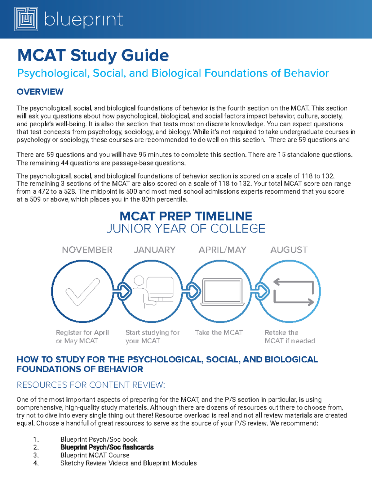 MCAT Psych Study Guide - OVERVIEW The psychological, social, and ...