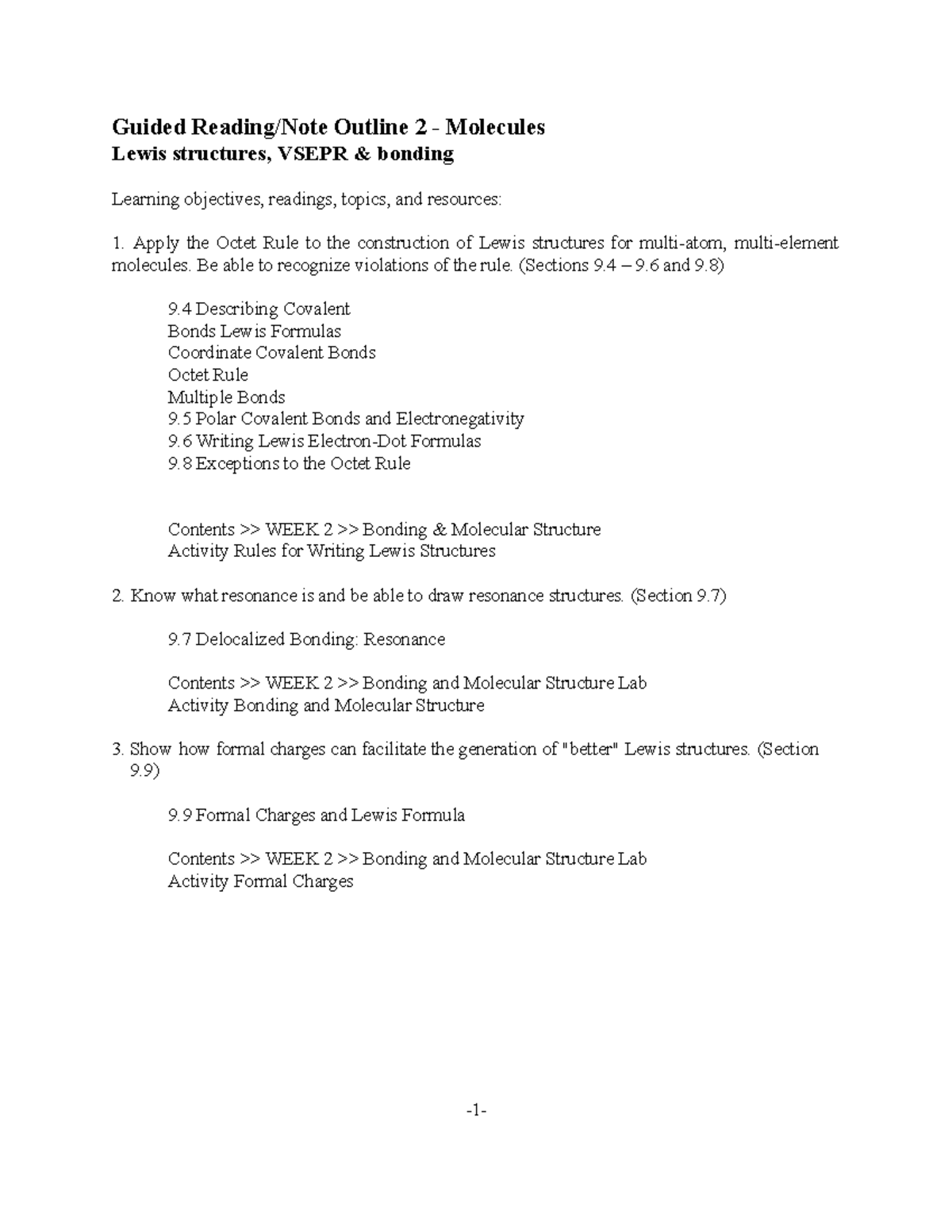Guided Reading 2 - Molecules - Fall 2022 - Guided Reading/Note Outline ...