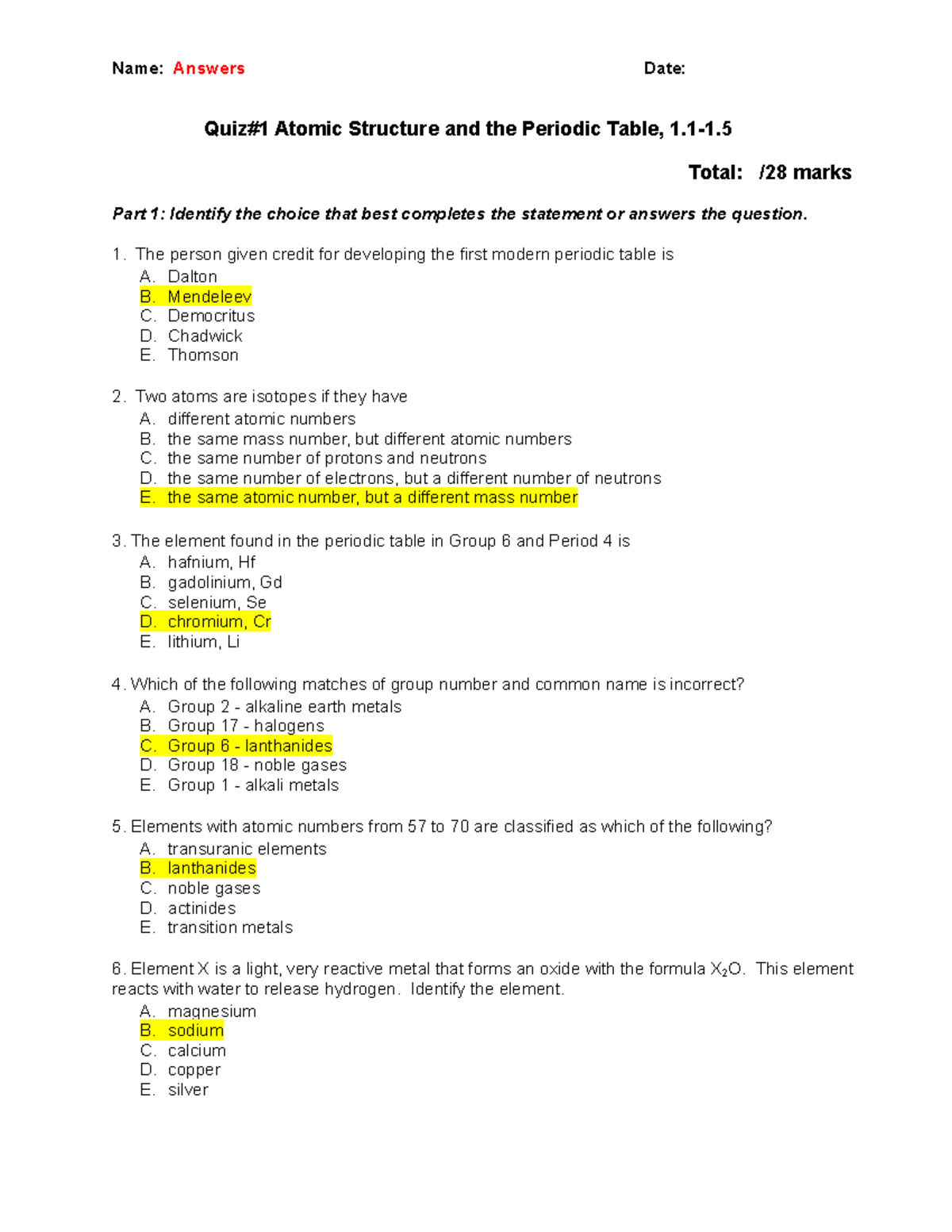 Quiz 1 Answers ch 1.1-1.5 quiz sept 2021 - Name: Answers Date: Quiz#1 ...
