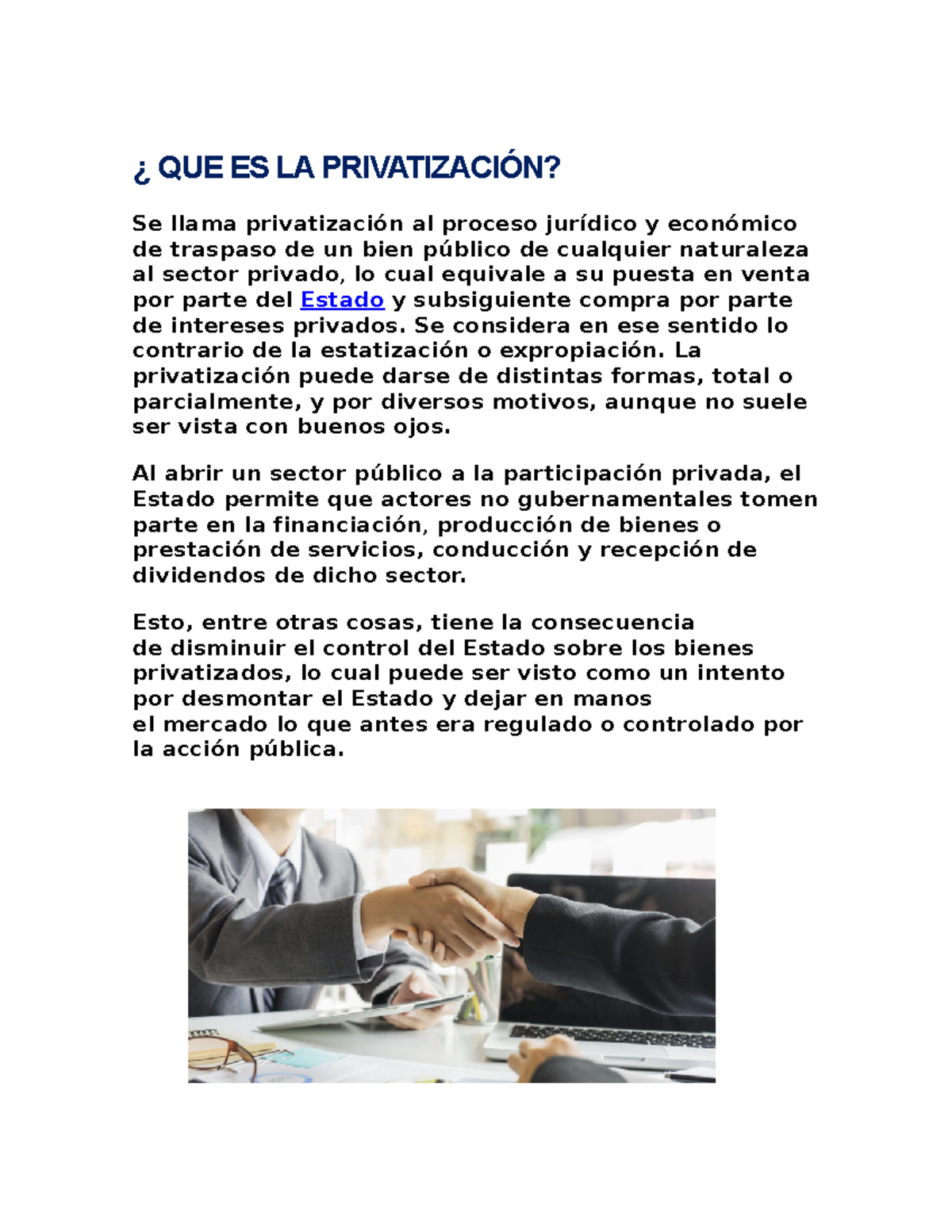 Privatizaciones - resumen - ¿ QUE ES LA PRIVATIZACIÓN? Se llama ...