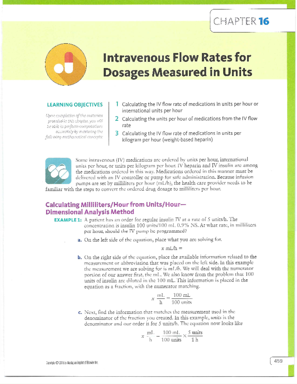 Intravenous Flow Rates for Dosages Measured in Units - NURS 3614 - Studocu