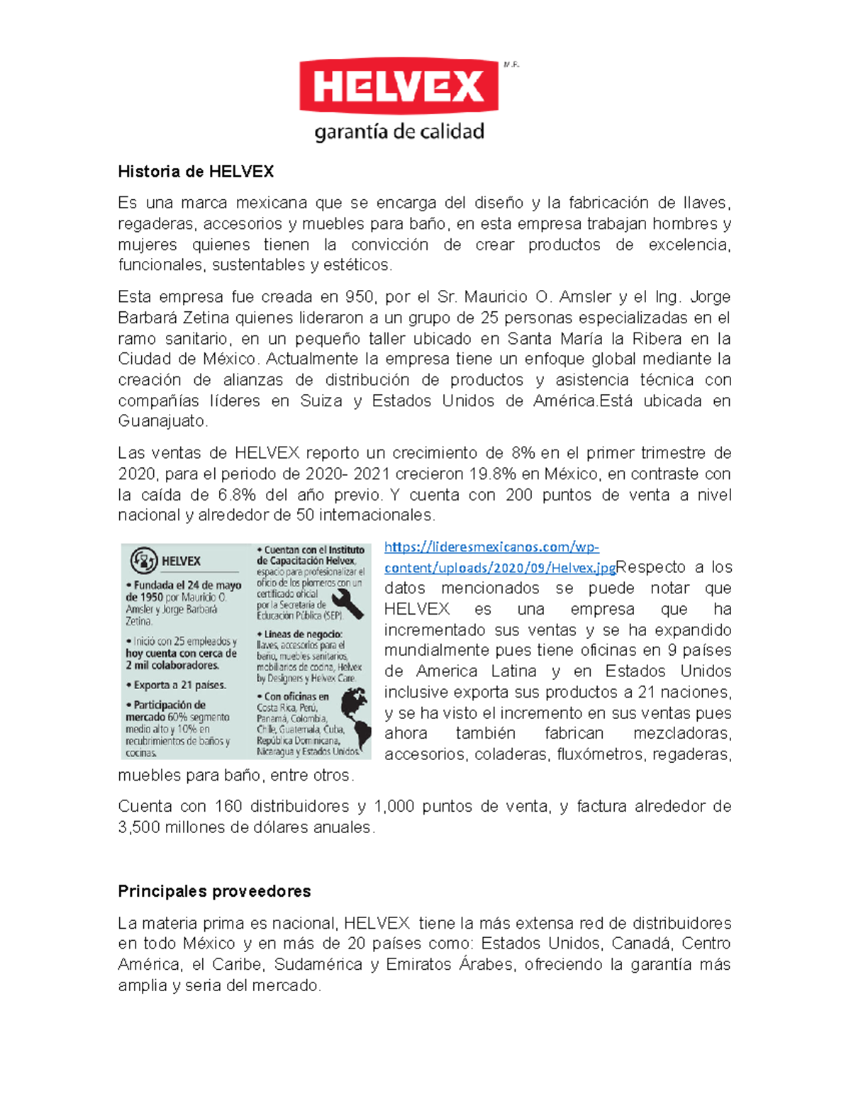 Helvex en proceso - trabajo obligatorio - Historia de HELVEX Es una ...