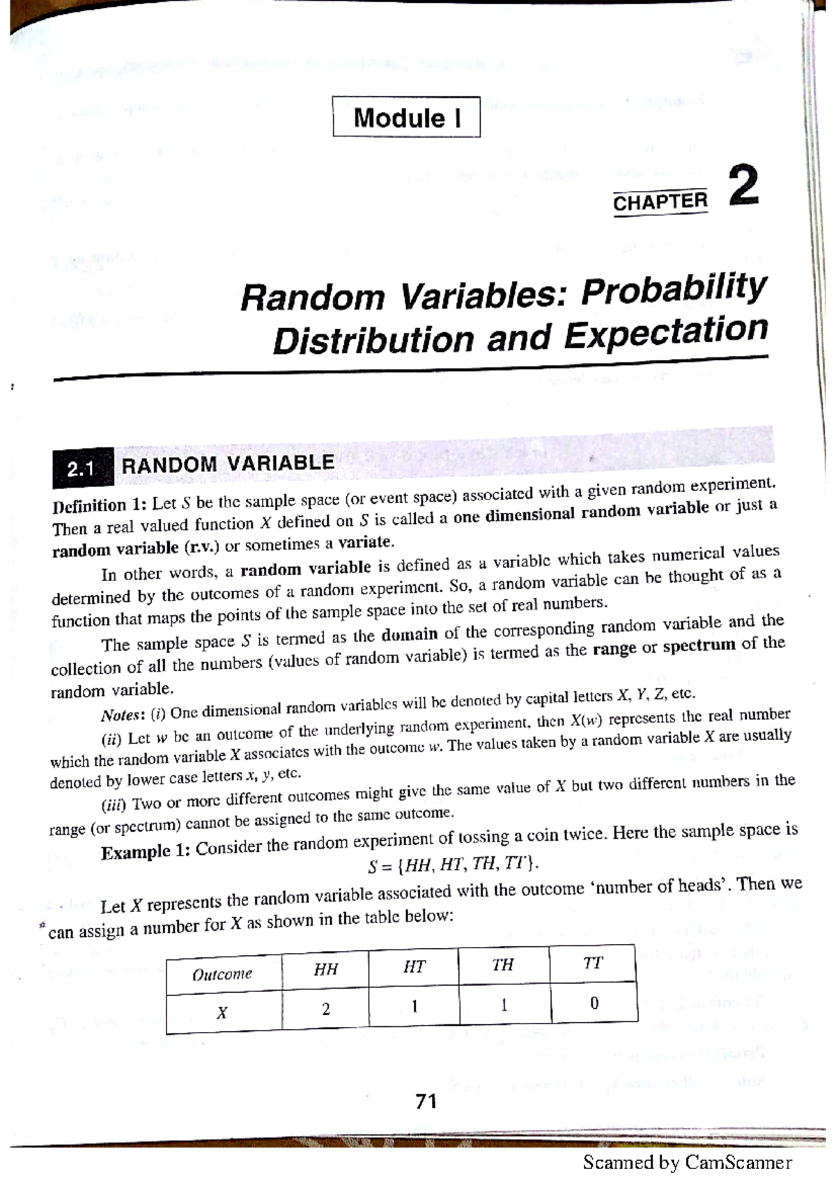 Random Variable and Probability Distribution - just Then a real valued function X defined on S ...