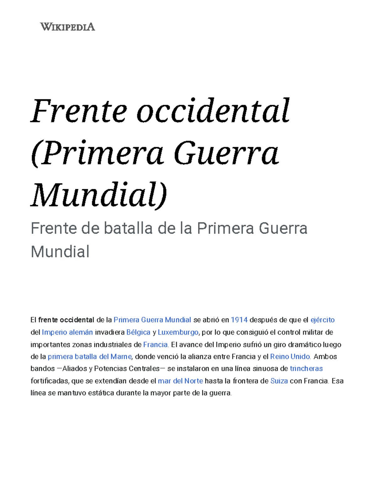 Frente occidental (Primera Guerra Mundial) - Wikipedia, la enciclopedia ...