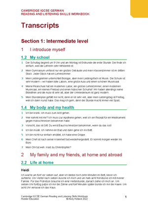 Cam Igcse German Vocab WB answers - All questions and sample answers in ...