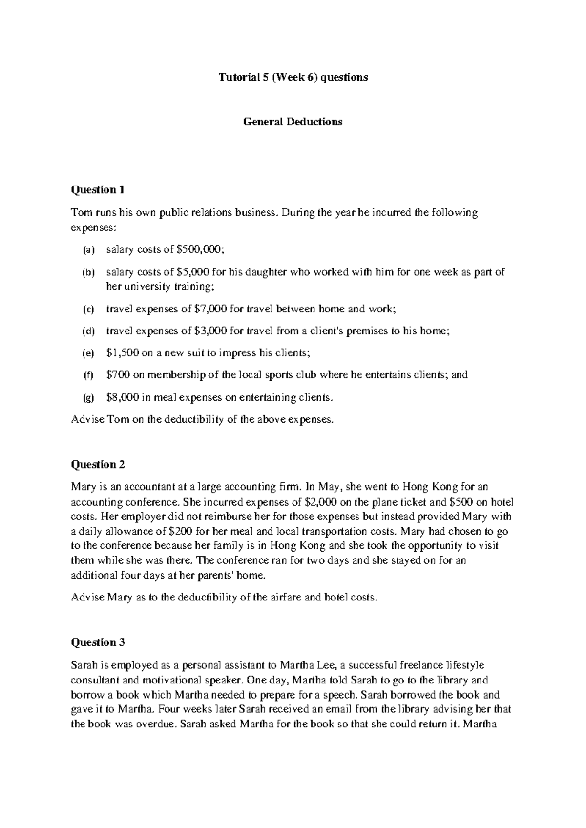 Bfa714 Tutorial 5 Week 6 General Deductions Warning Tt Undefined Function 32 Tutorial 5
