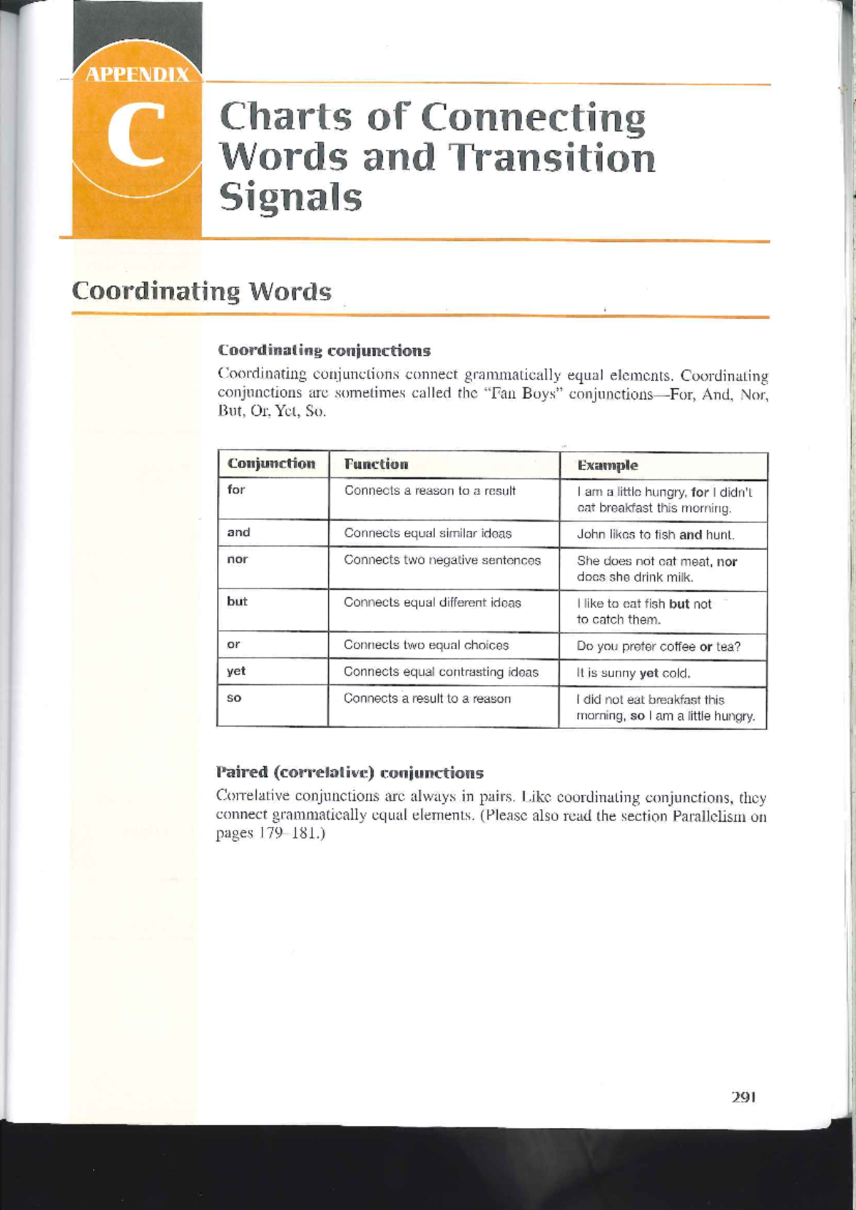 Transition Signals Chart - APPENDIX C Charts of Connecting Words and ...