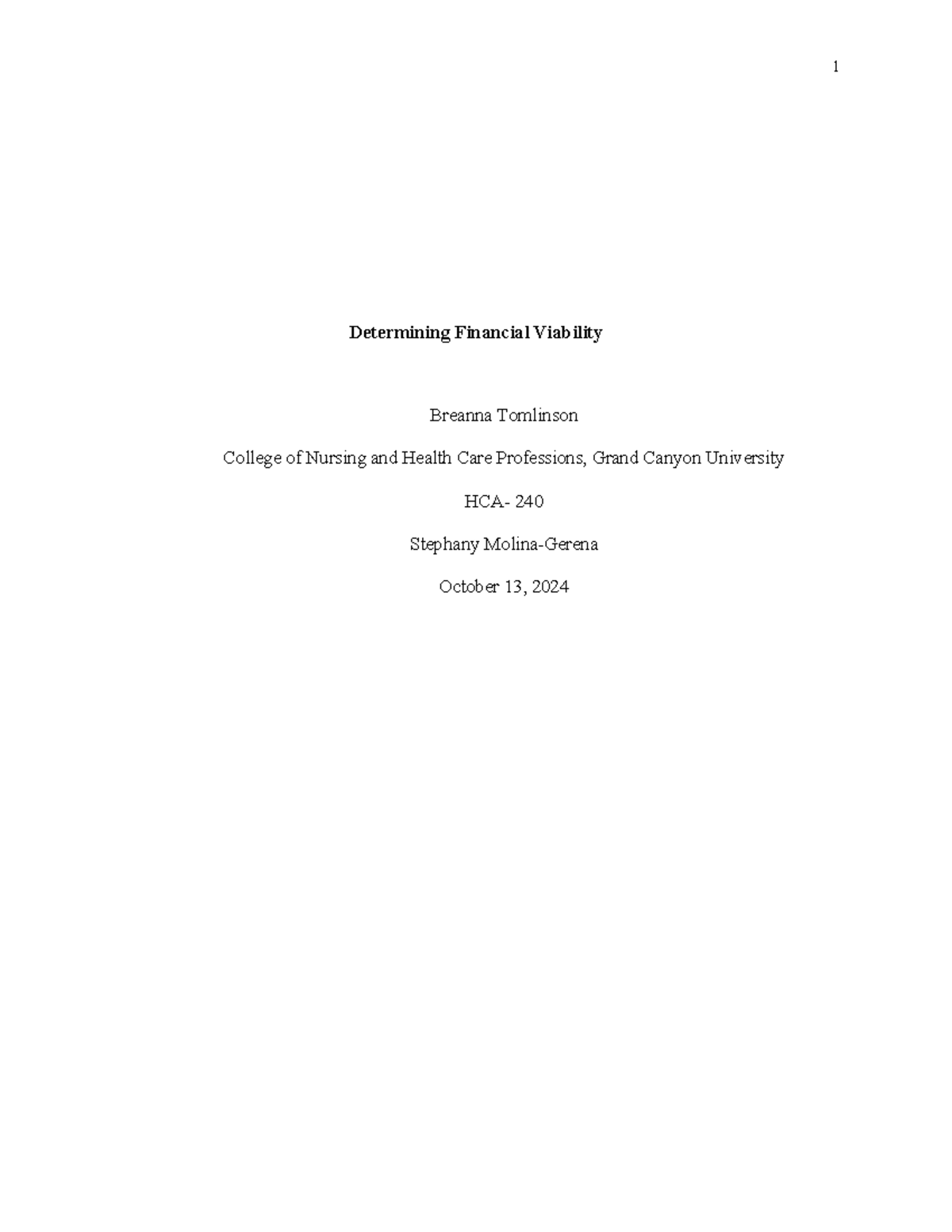 Determining Financial Viability - Determining Financial Viability ...