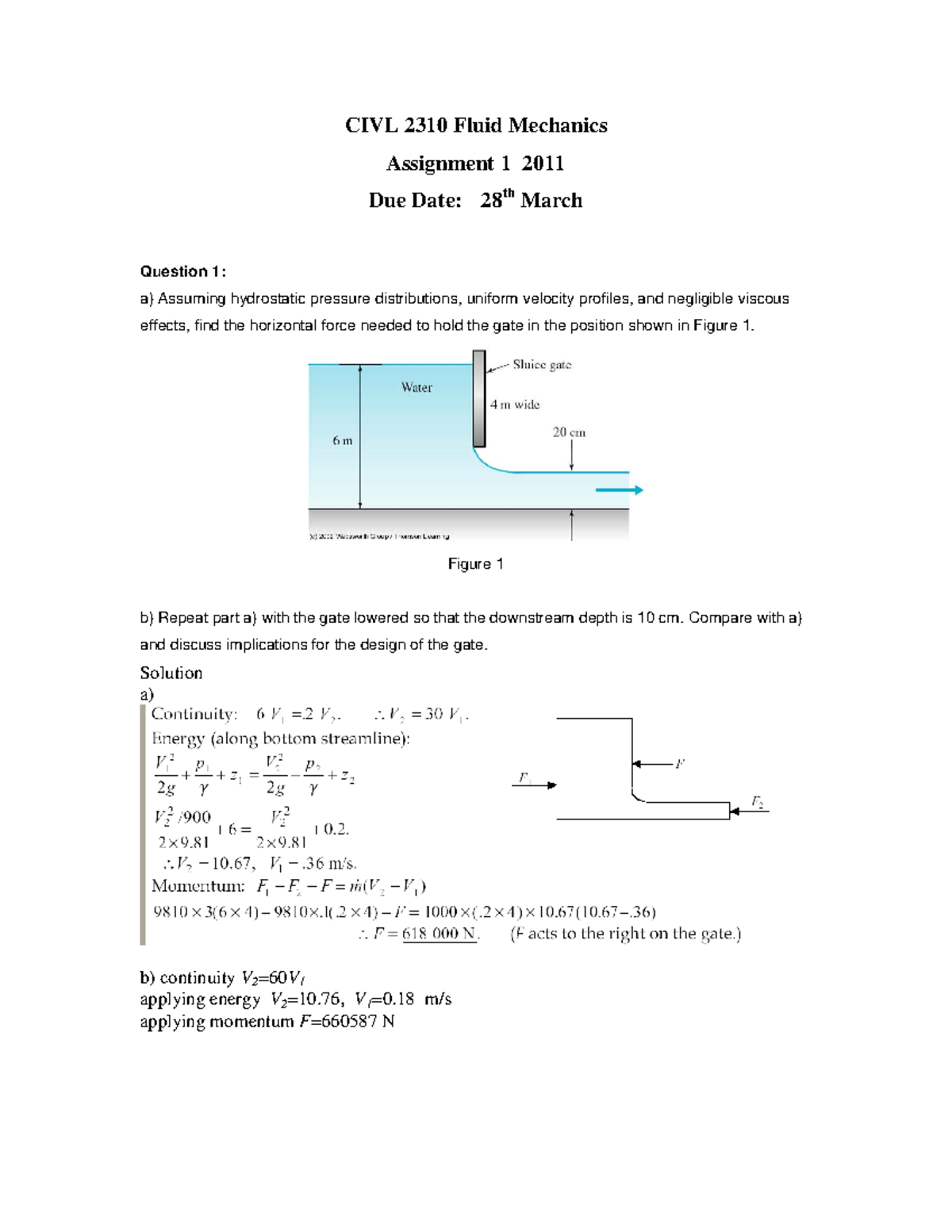 Exam 11 March 2011, questions and answers - CIVL 2310 Fluid Mechanics ...