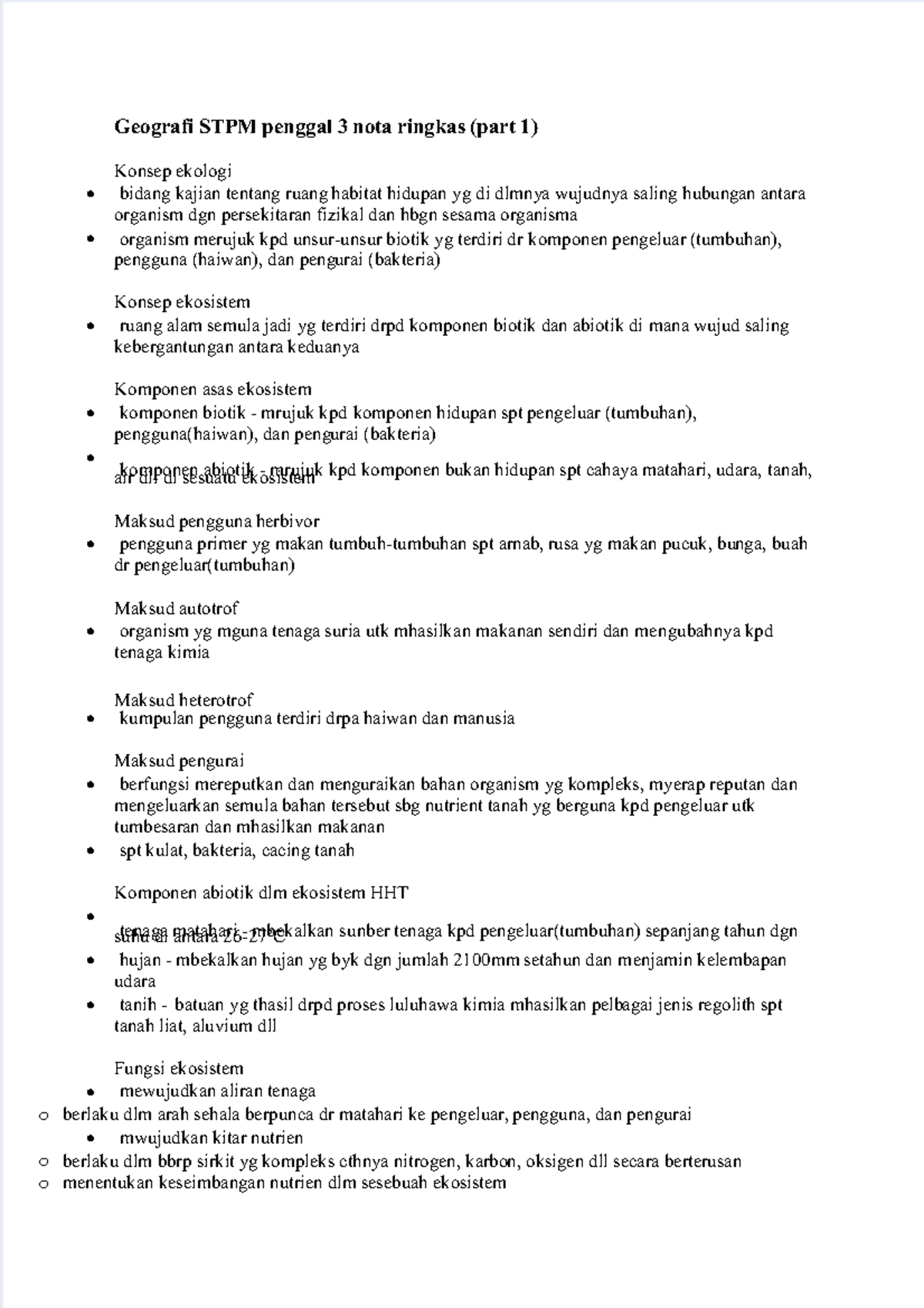 Nota Ringkas GEO P3 - Geo - Geografi STPM penggal 3 nota ringkas (part ...