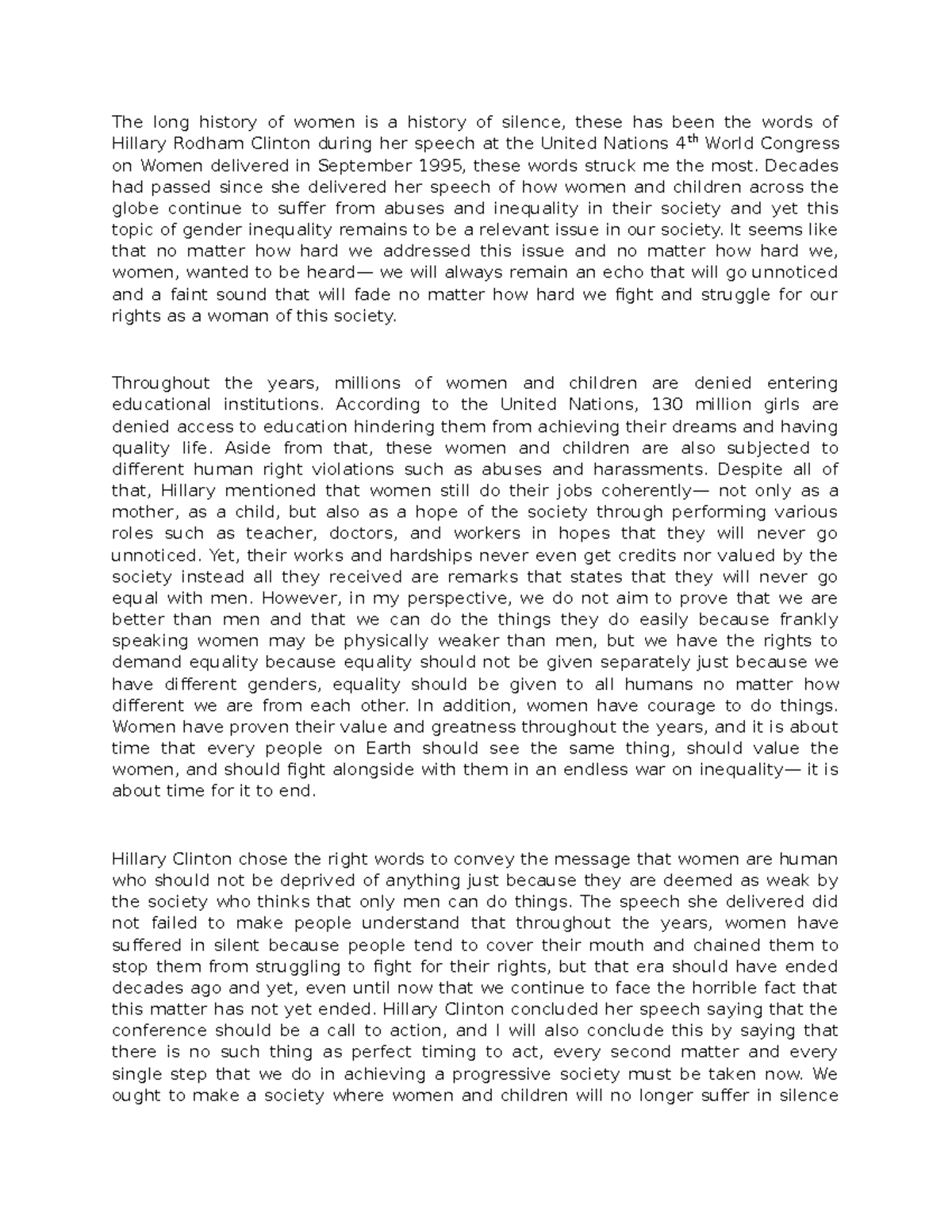 Speech - none - The long history of women is a history of silence ...