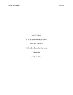 HCM 345 3-2 final project milestone one - Running head: FINAL PROJECT ...