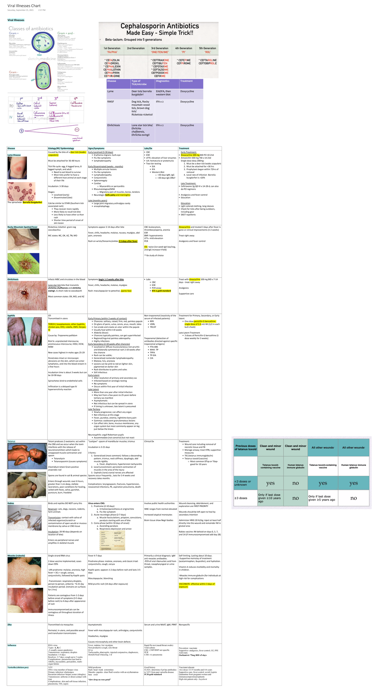 Viral Illnesses Chart - Viral Illnesses Disease Etiology/RF ...