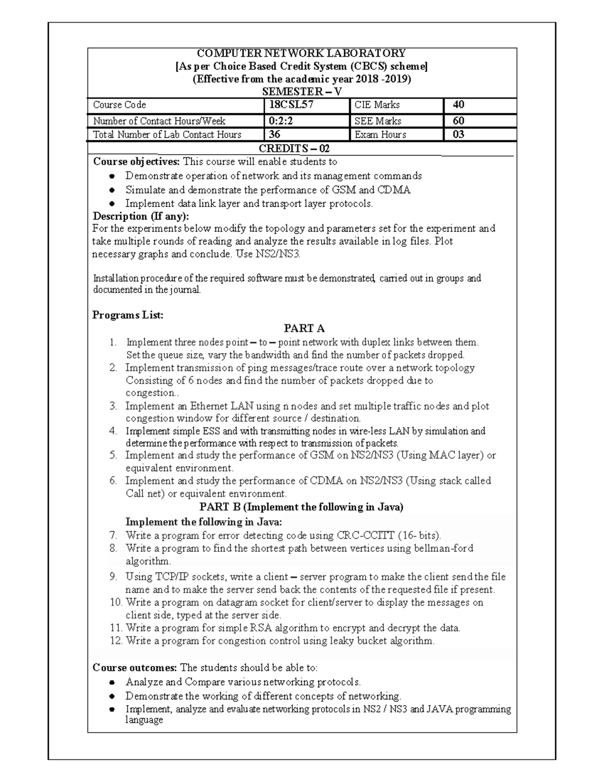18CSL57 CN@Az Documents - COMPUTER NETWORK LABORATORY [As per Choice ...