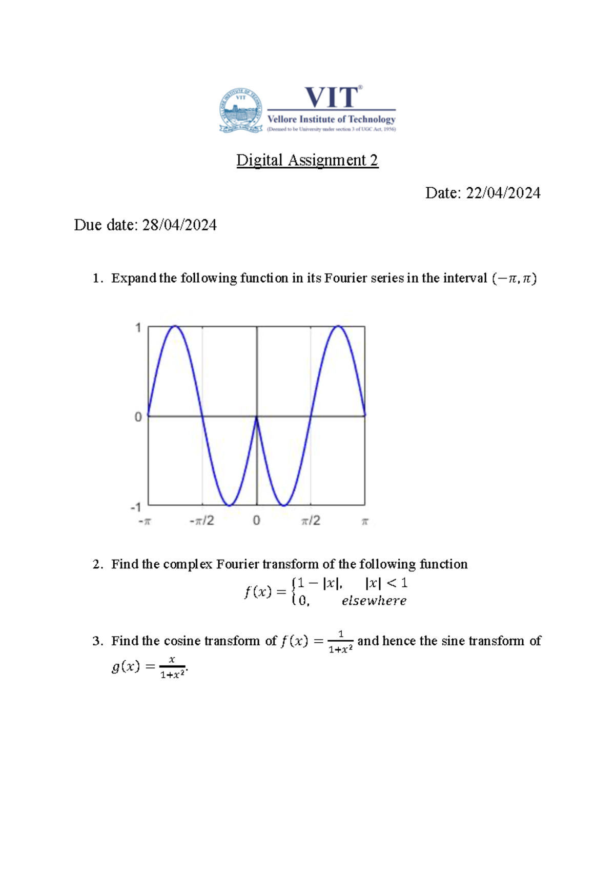 DA2 - Fundamentals of electrical circuits - Digital Assignment 2 Date ...