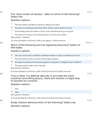 CJ 230 Module 5 quiz - Attempt Score 18 / 20 - A Overall Grade (Highest ...