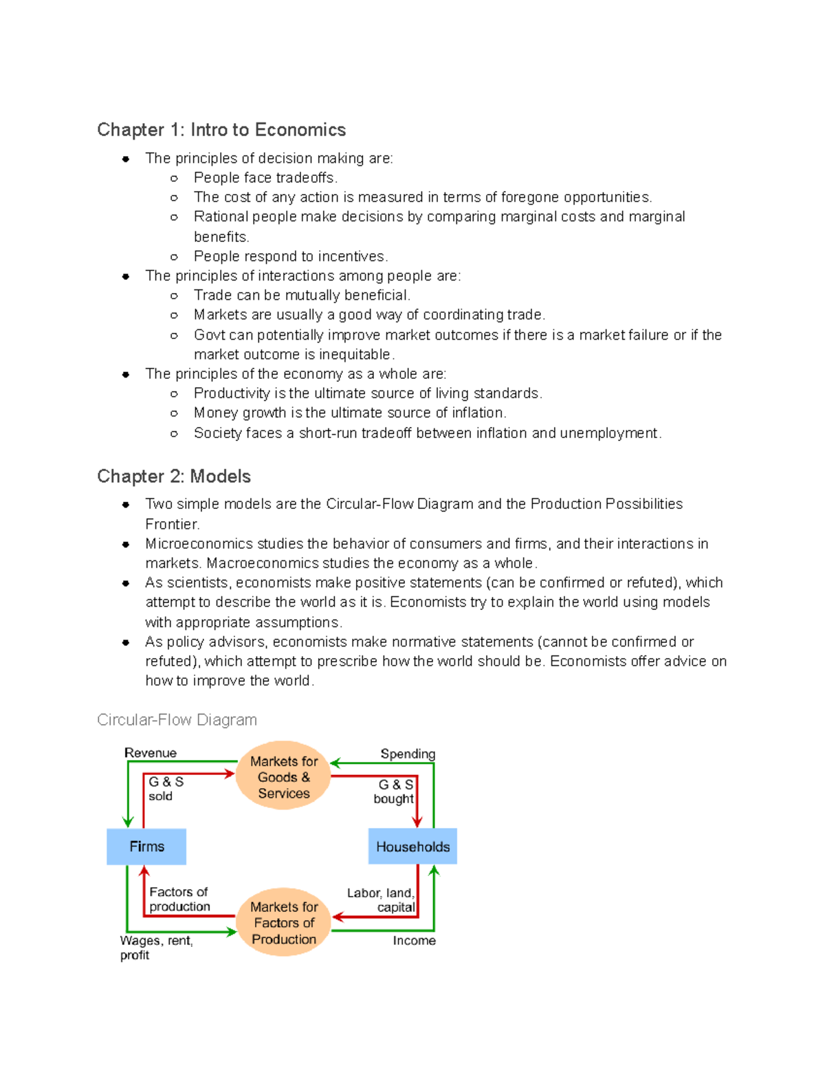 Micro - Chapter 1: Intro to Economics The principles of decision making ...