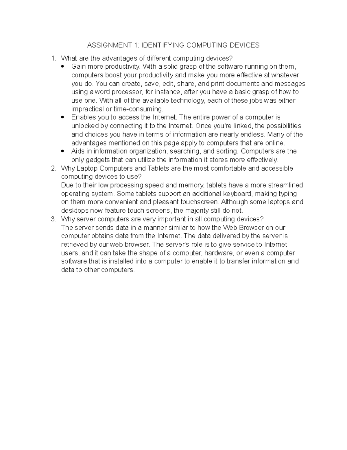 ITCL112 - Assignment in Lesson 1 - ASSIGNMENT 1: IDENTIFYING COMPUTING ...