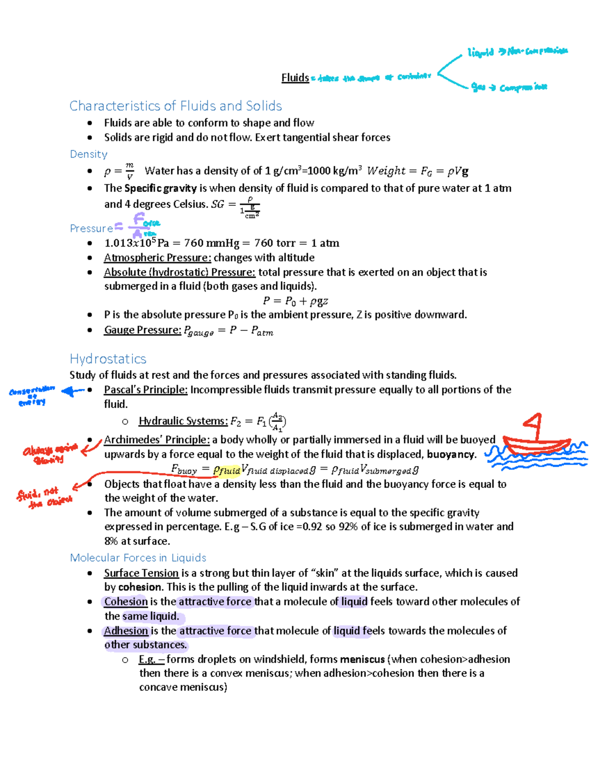 Copy of 4-Fluids - Copy of 4-Fluids Notes - Fluids Characteristics of ...