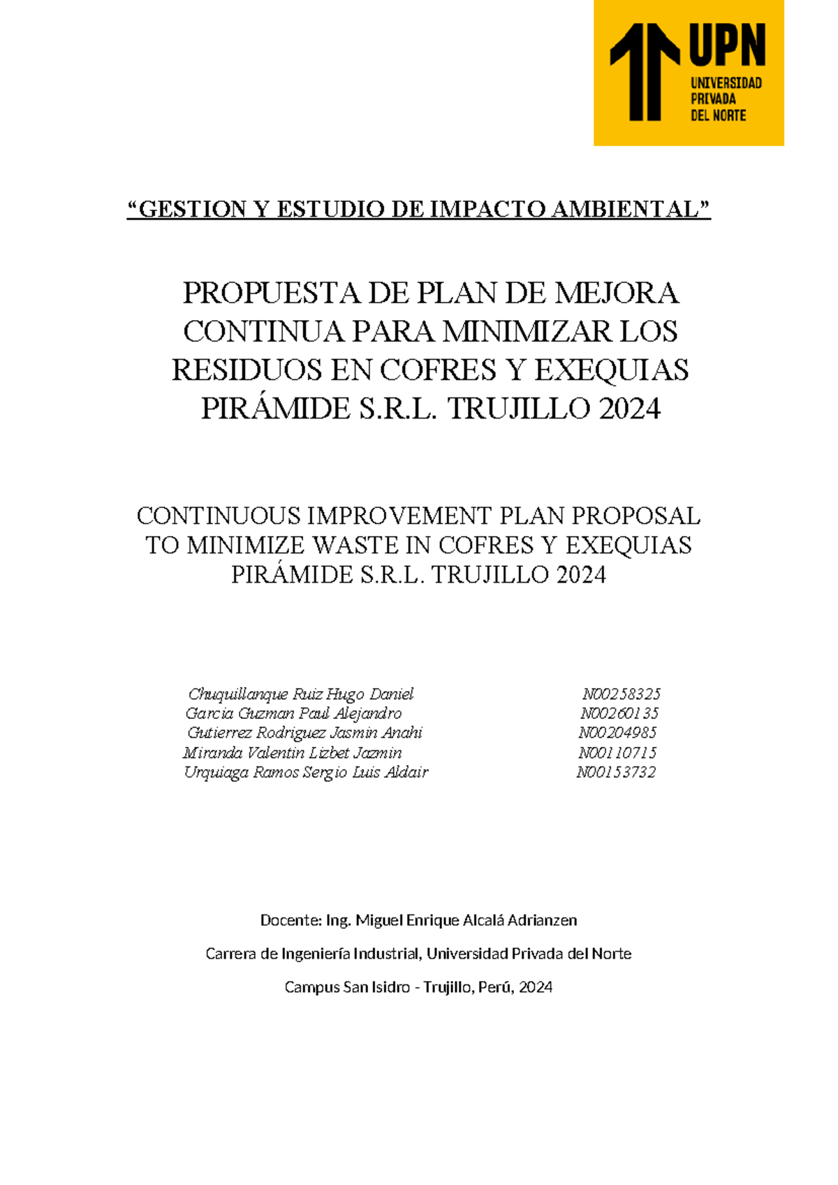 Informe Impacto Ambiental - “GESTION Y ESTUDIO DE IMPACTO AMBIENTAL ...