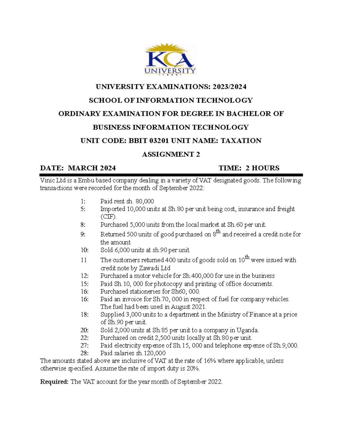 Assignment 2 - dsdddddddddddddddddddddddddddddd - UNIVERSITY EXAMINATIONS: 2023/ SCHOOL OF - Studocu