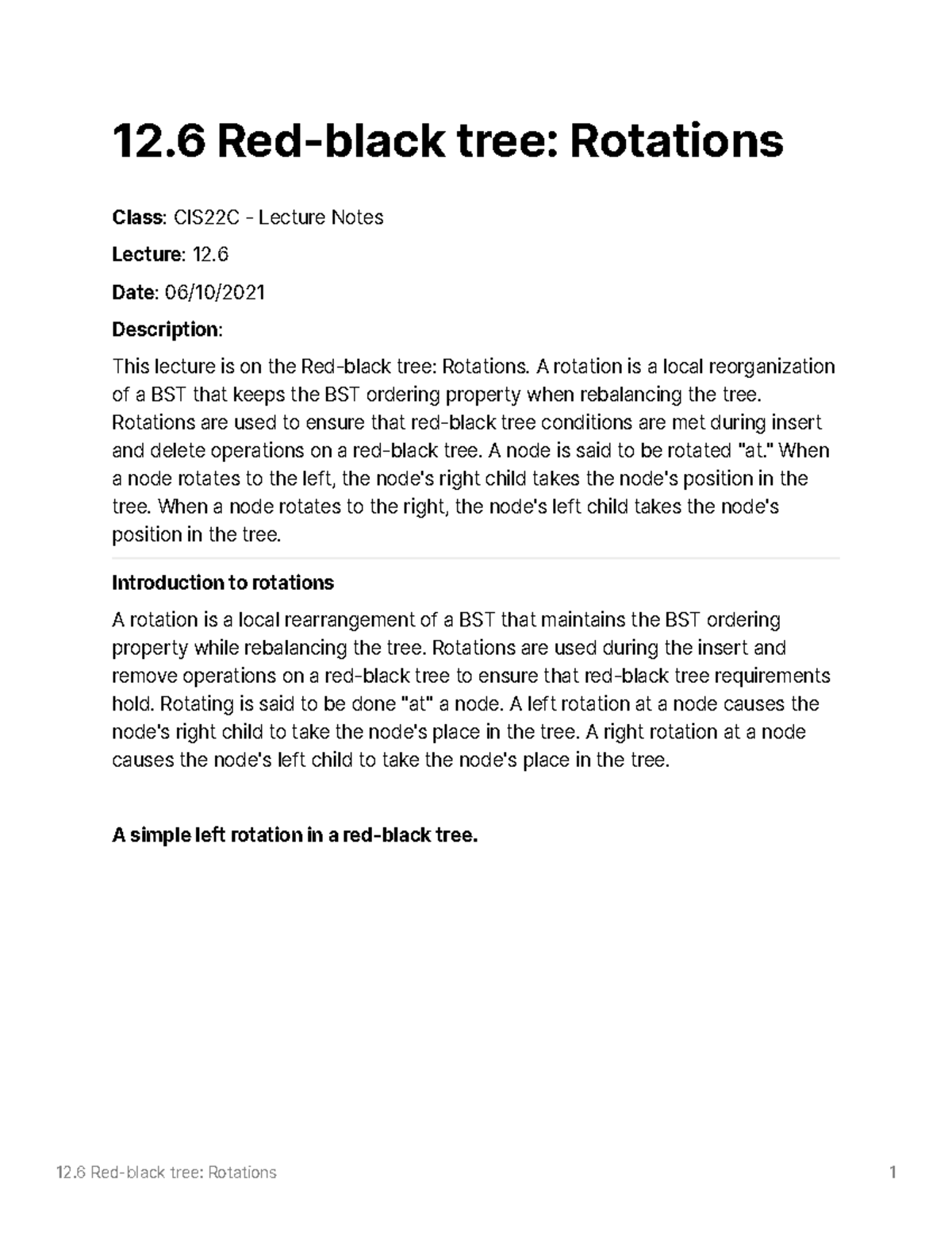 12.6 Red-black tree: Rotations - 12 Red-black tree: Rotations Class ...