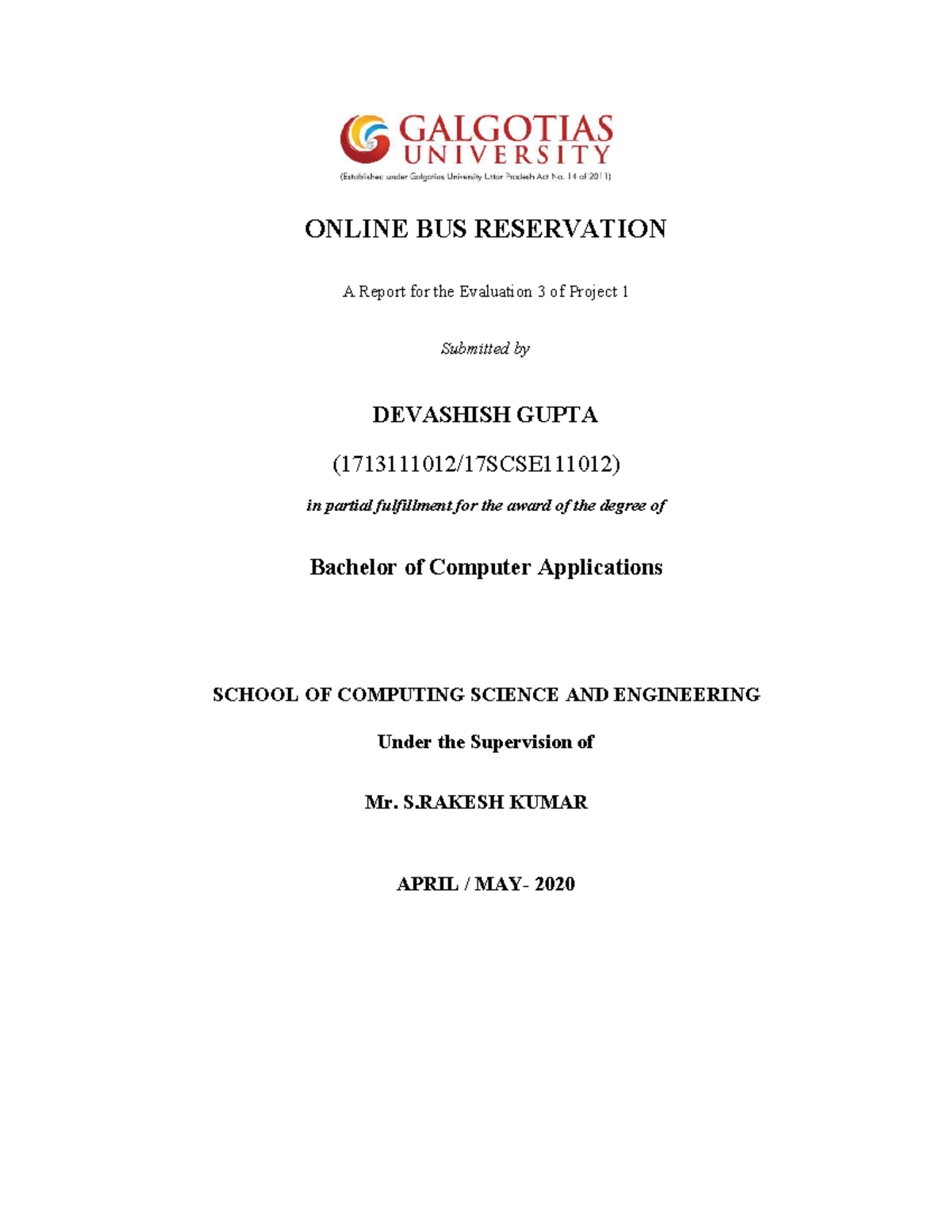 1713111012 Devashish Gupta Final Project Report - devashish gupta - ONLINE BUS RESERVATION A ...