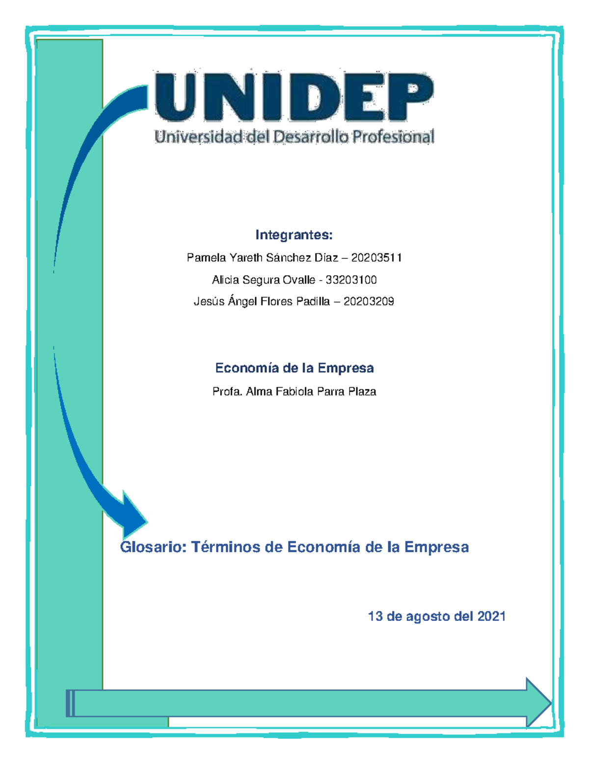 Glosario Terminos DE Economía DE LA Empresa para repaso - Integrantes ...