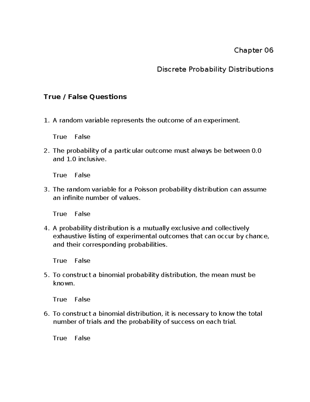 Chap006 - For practice. - Chapter 06 Discrete Probability Distributions ...