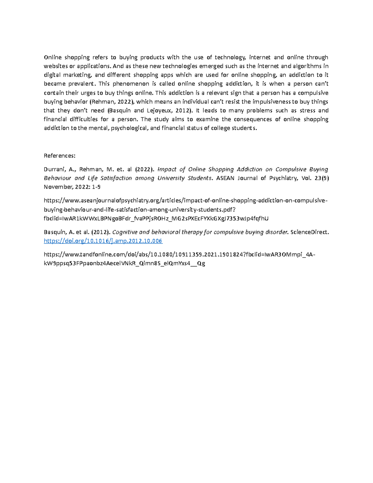 Abstract - Online shopping refers to buying products with the use of ...