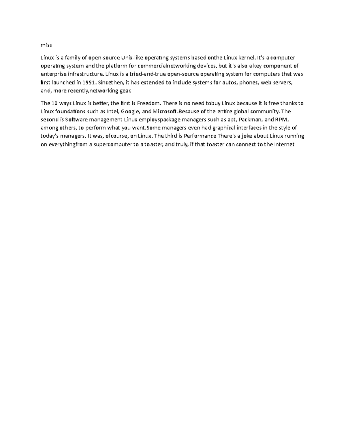Mis 01 - assignment - miss Linux is a family of open-source Unix-like ...