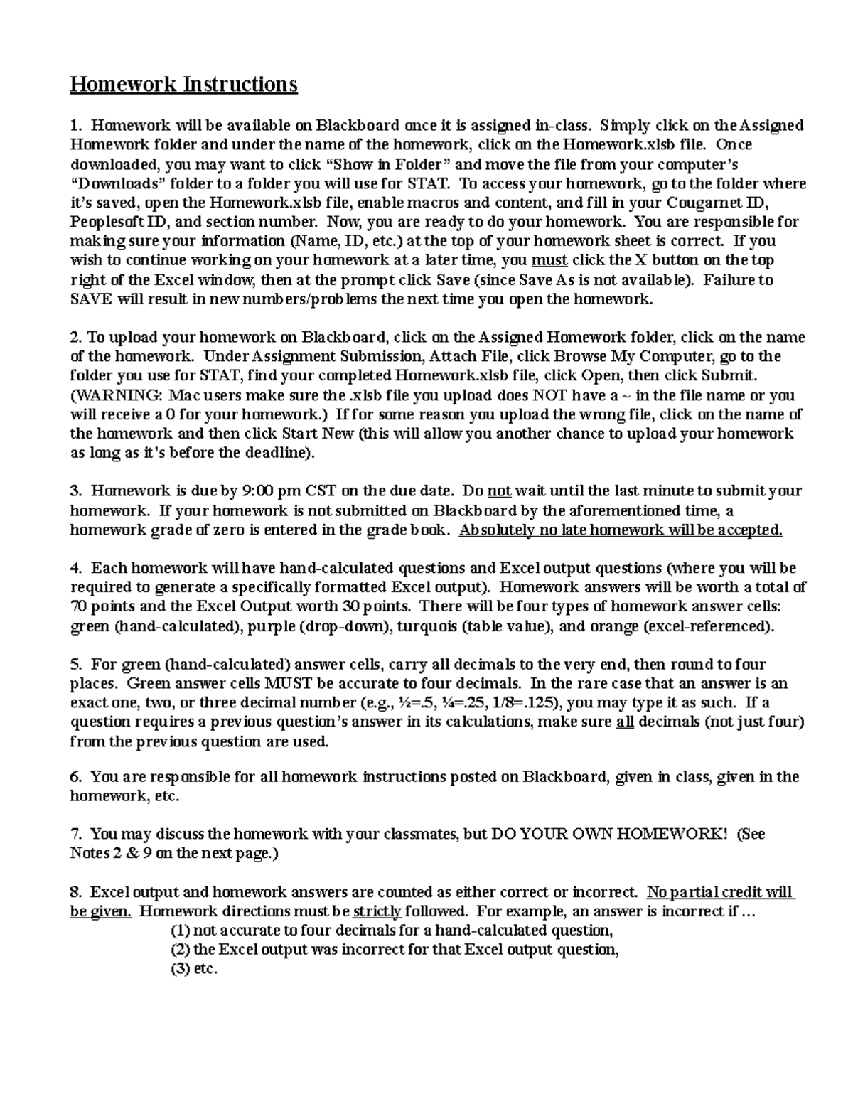 Instructions for All STAT 3331 Homeworks - Homework Instructions ...